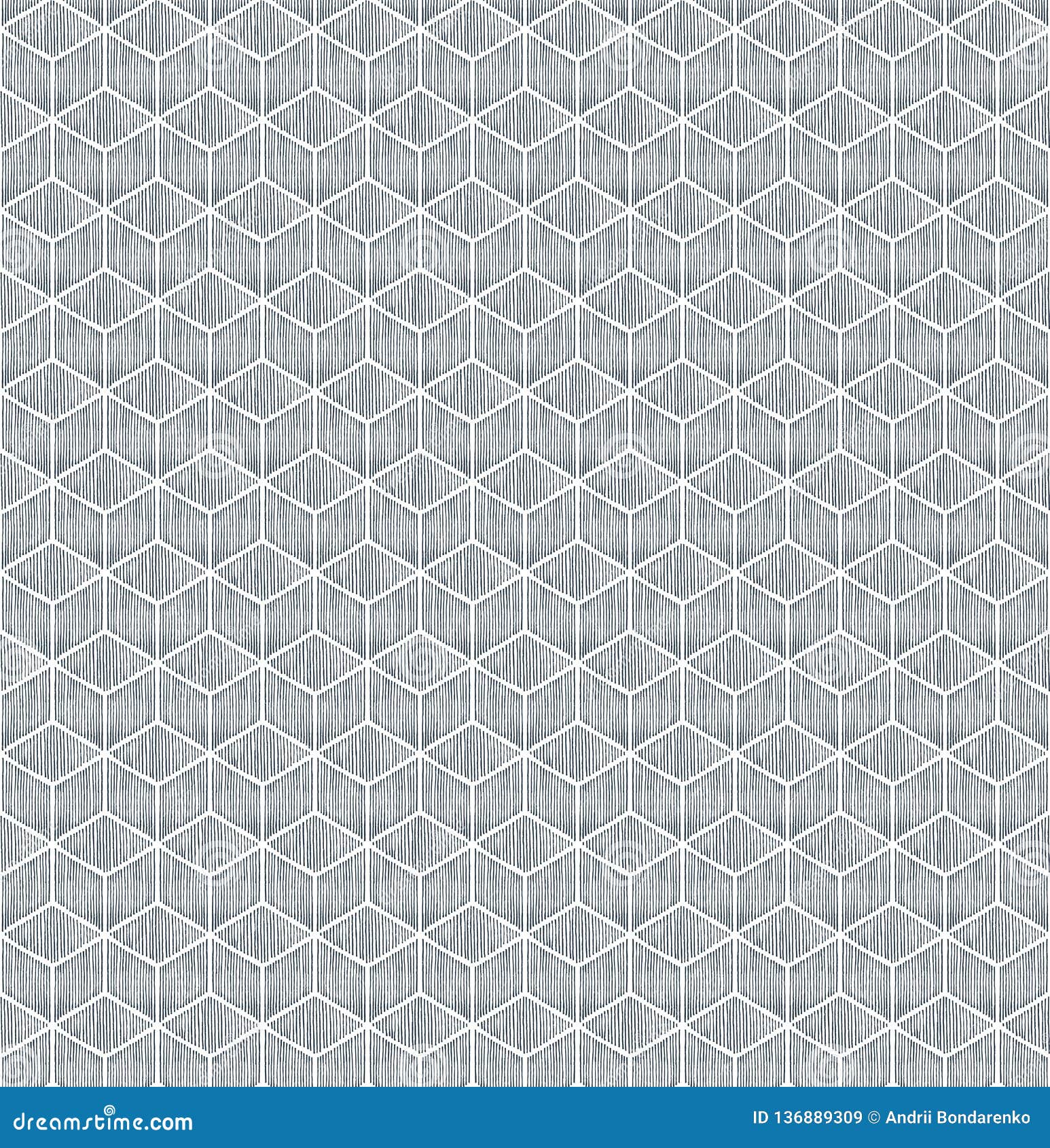 Hexagon Hand Drawn Seamless Vector Pattern Stock Vector - Illustration ...