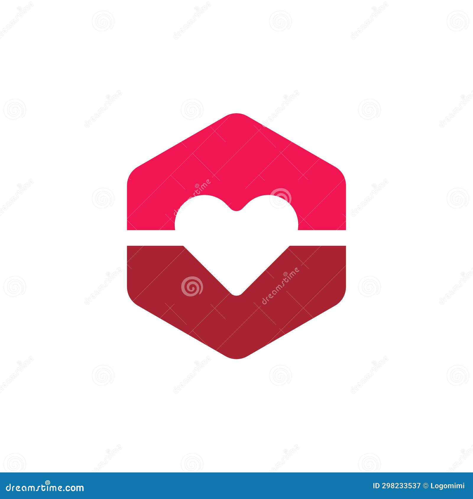 Hexagon Heart Logo Design Template, Love Icon Vector Stock Vector ...