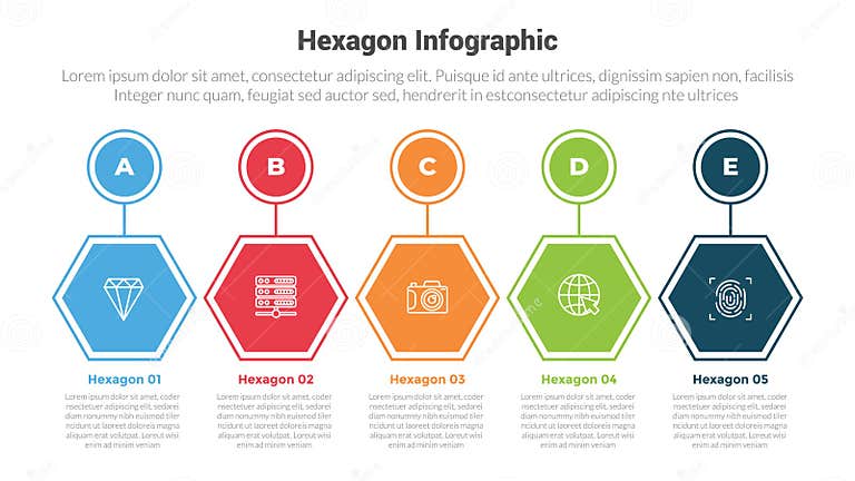Hexagon or Hexagonal Honeycombs Shape Infographics Template Diagram with Horizontal Timeline ...