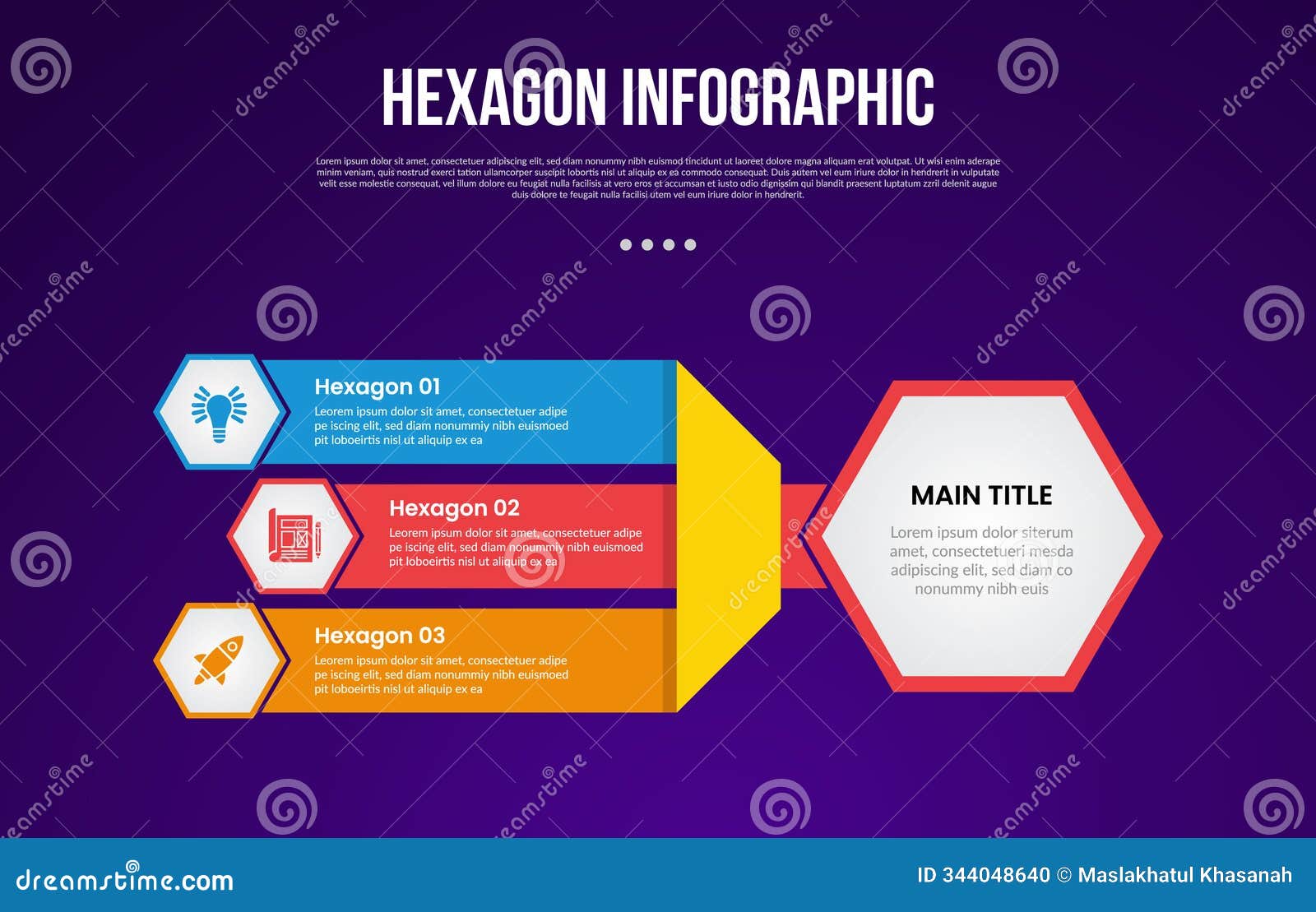 Hexagon or Hexagonal Six Sided Polygon Template Infographic with ...