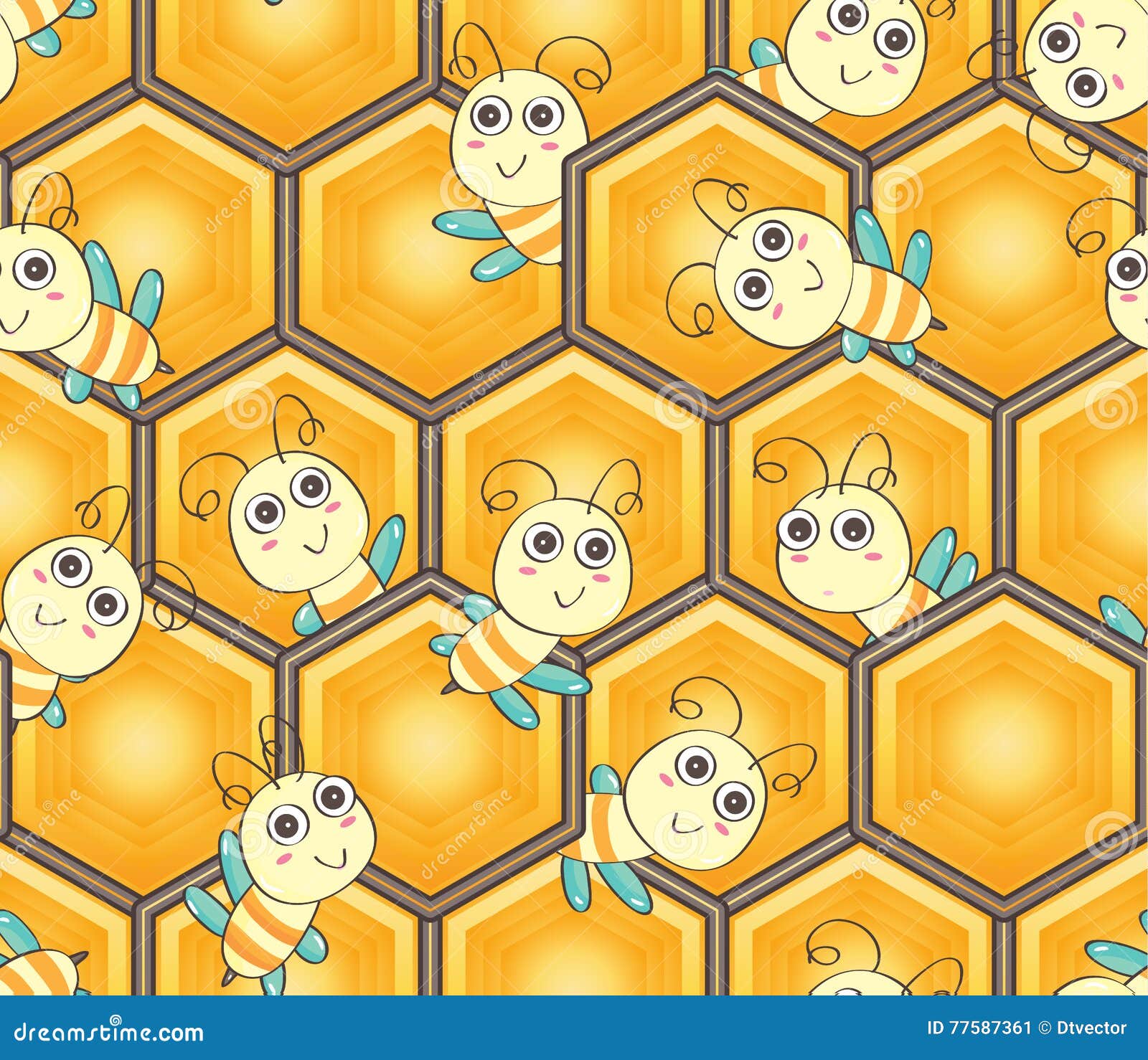 Hexagon Honeycomb Rotate Shape Bee Seamless Pattern Stock Vector ...