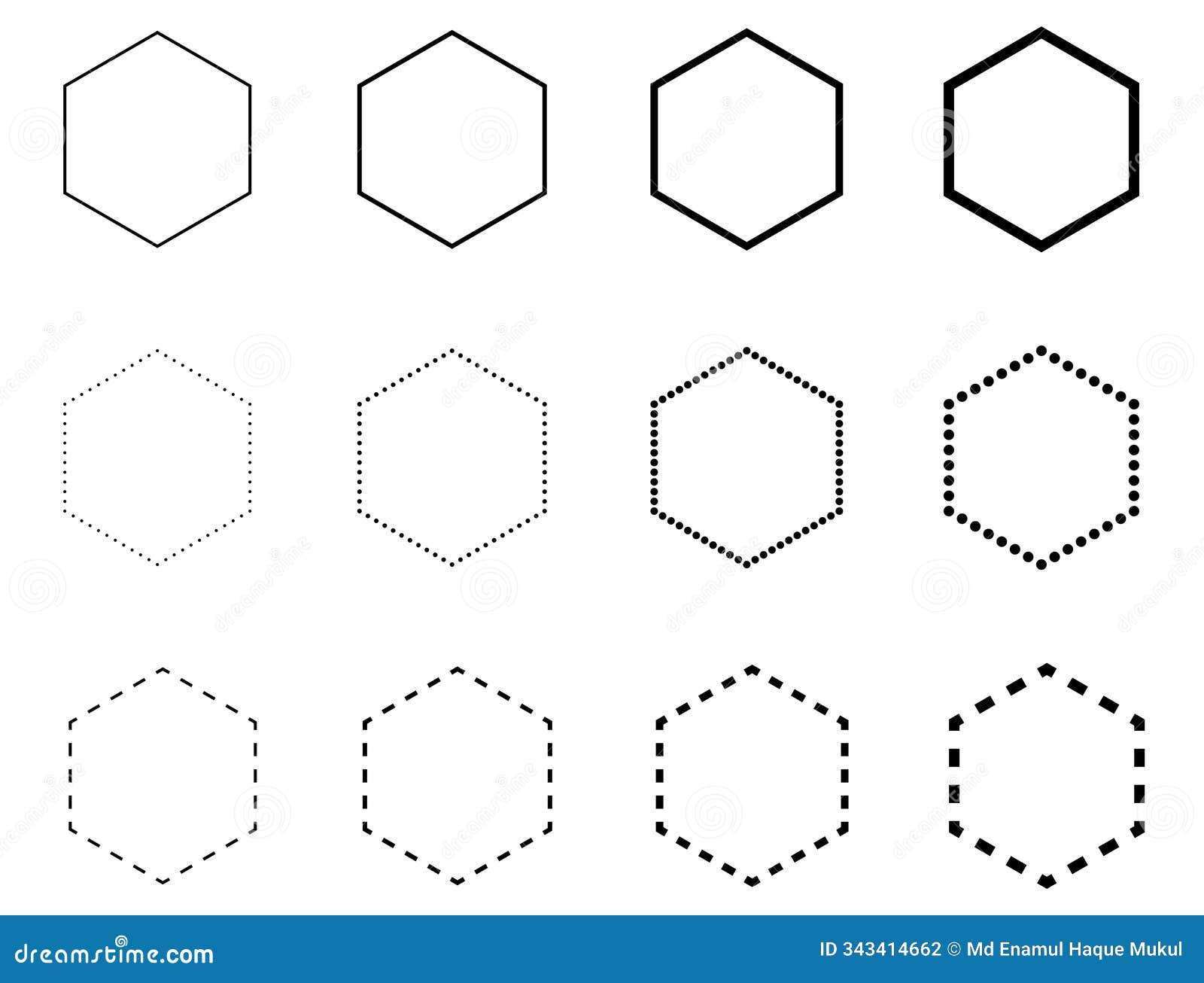 Hexagon Icon. Dashed and Dotted Line Hexagon Icon Flat Style Vector ...
