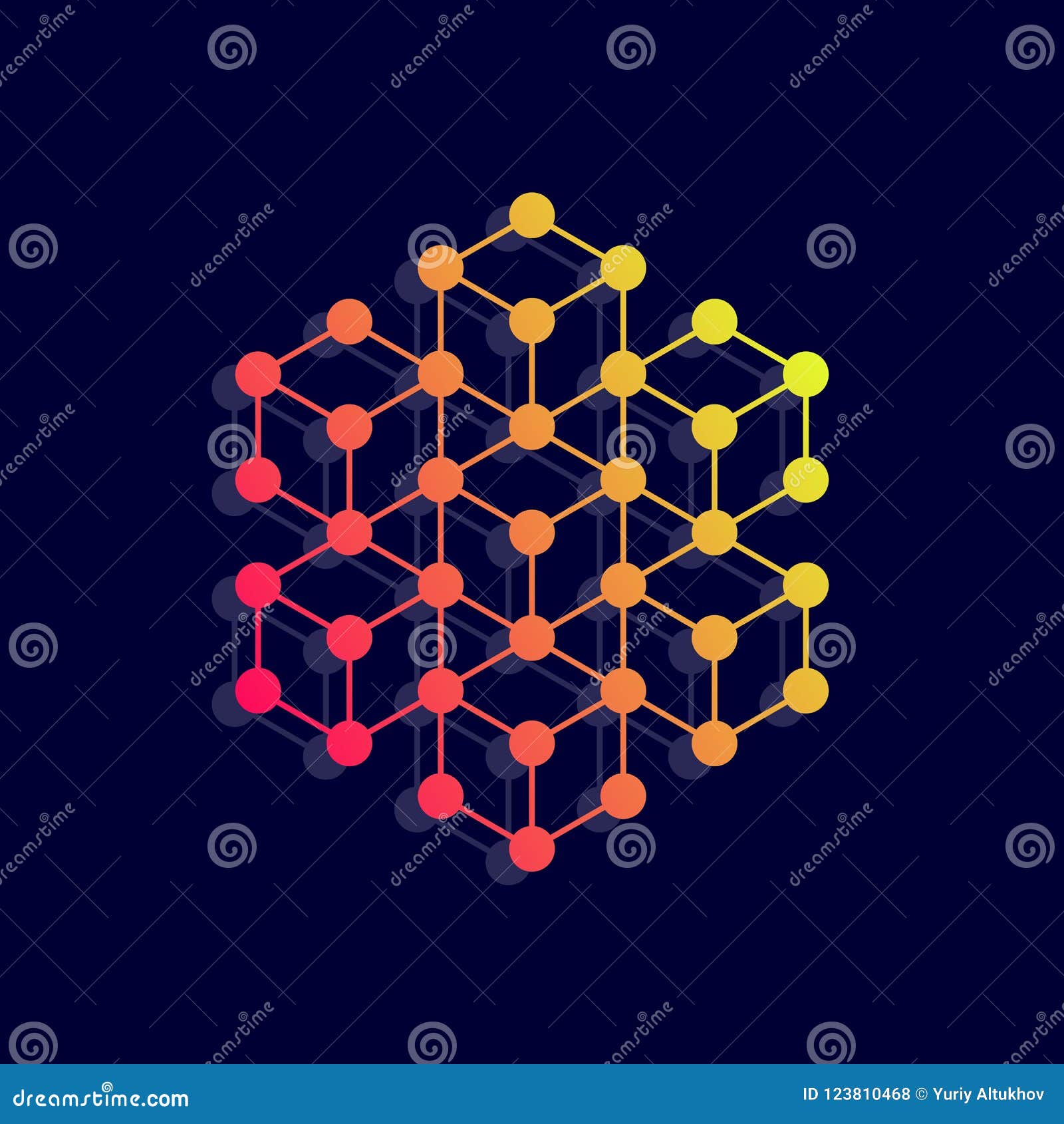 Hexagon Icon. Network Connections. Stock Vector - Illustration of ...