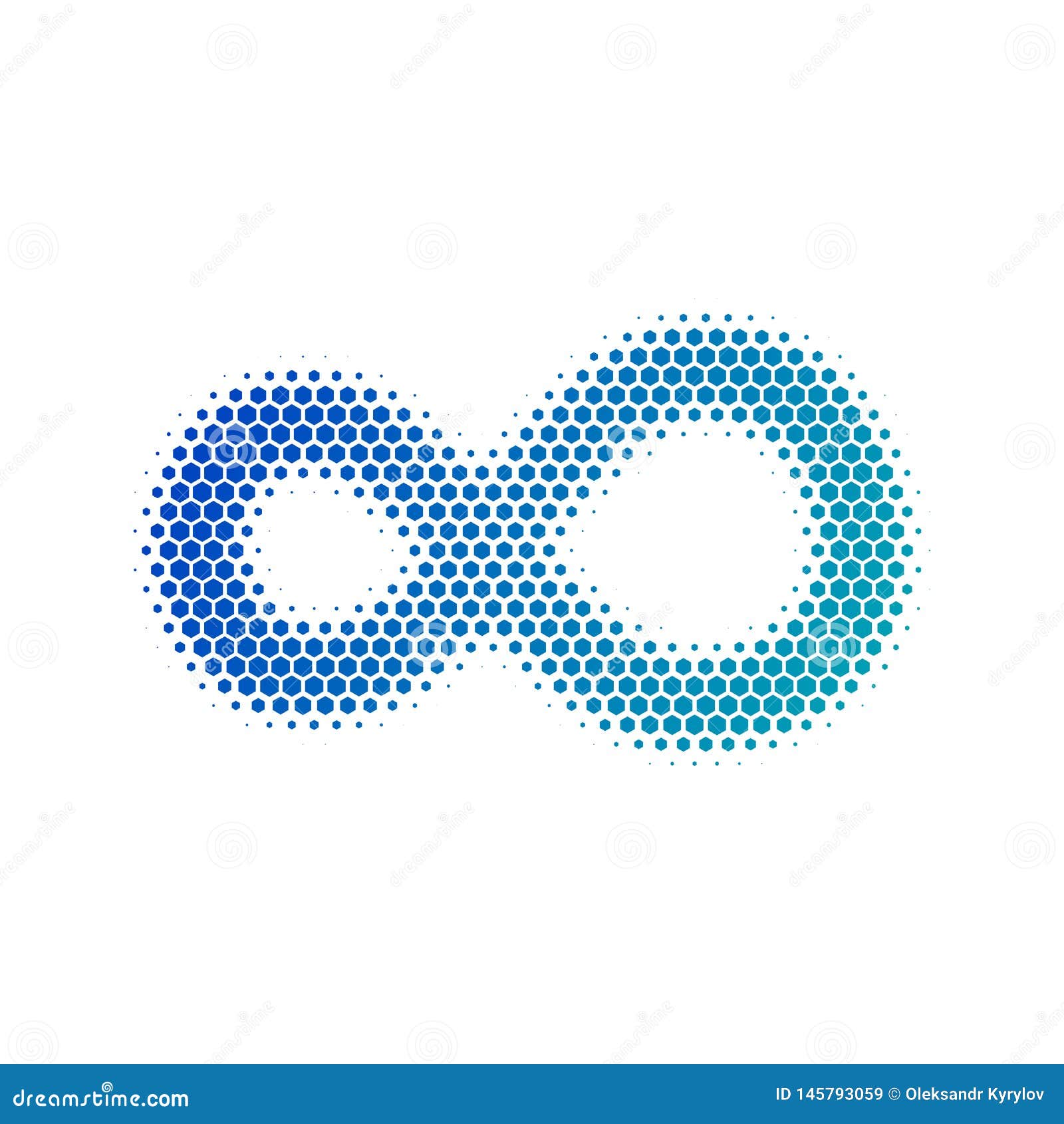 Hexagon Infinity Symbol in Halftone. Dotted Illustration Isolated on a ...