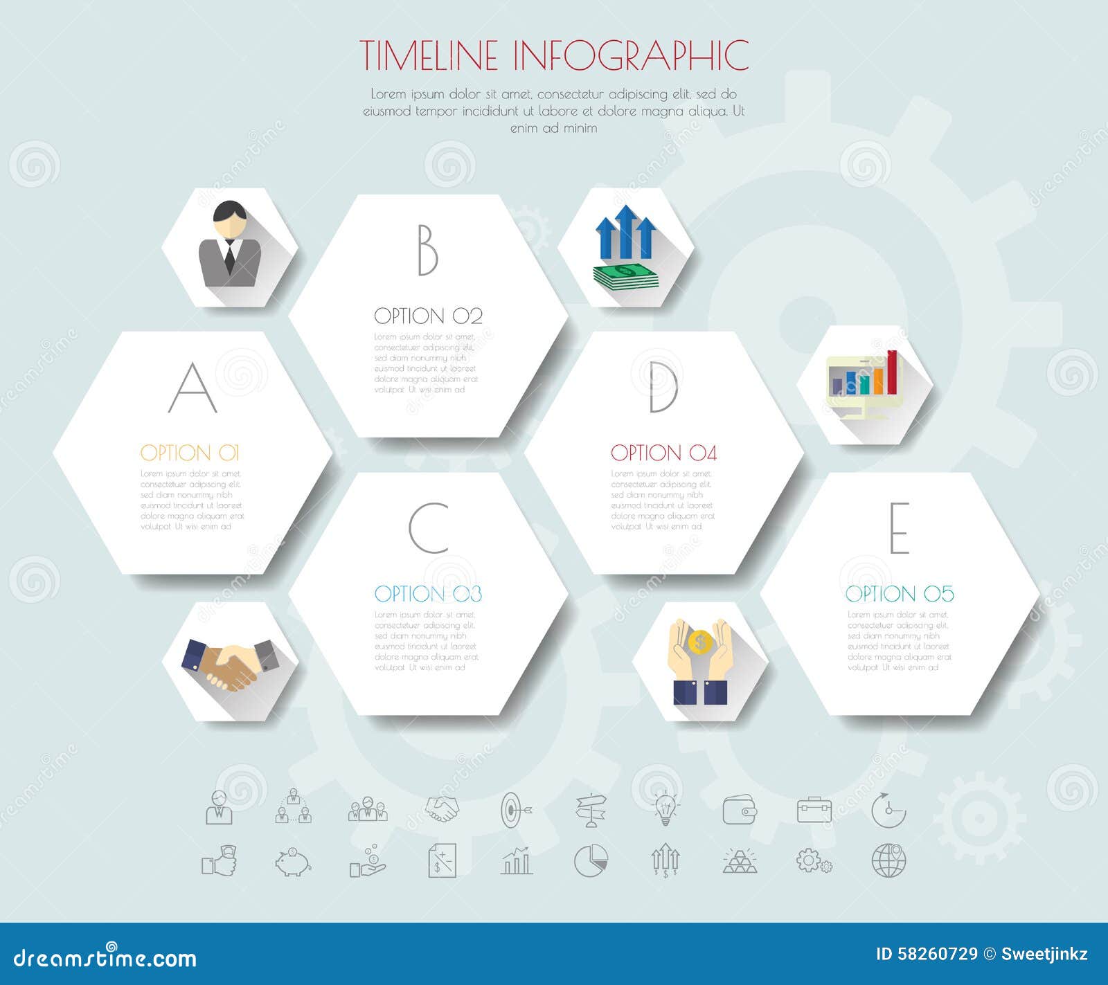 Hexagon Infographics with Icons Set. Stock Vector - Illustration of ...