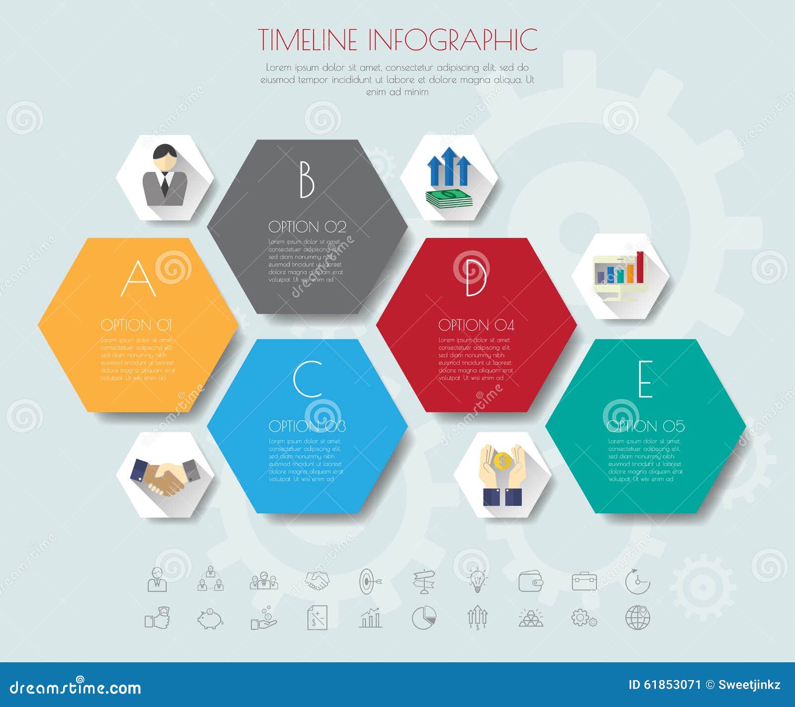 Hexagon Infographics with Icons Set. Stock Vector - Illustration of ...
