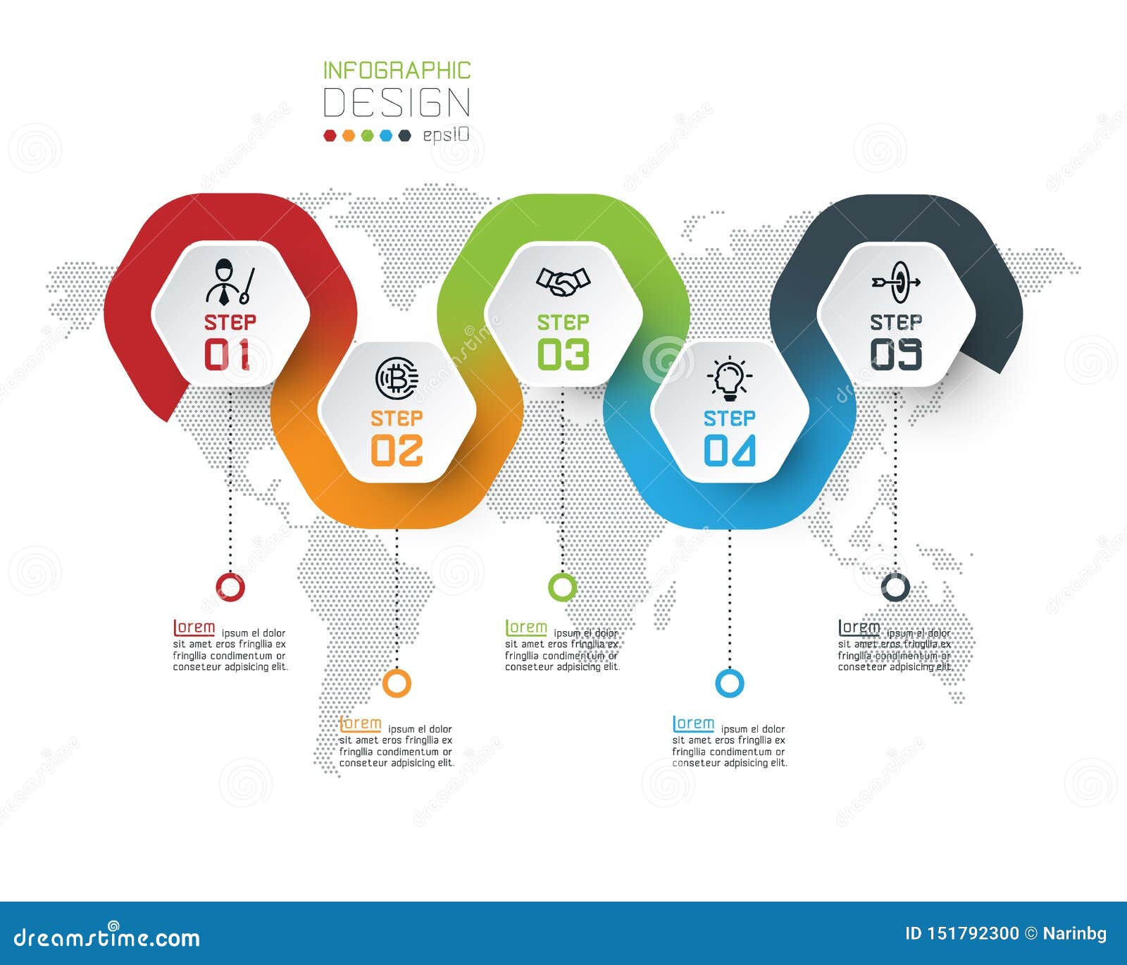 Hexagon Label with Color Line Linked Infographic Stock Vector ...