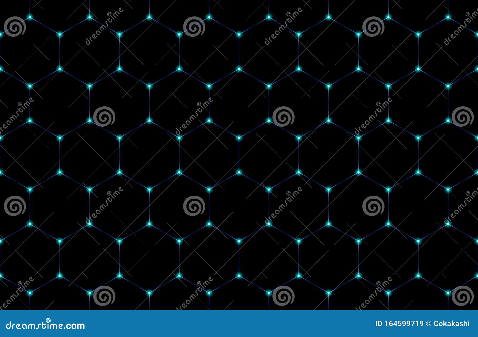 Hexagon Light Abstract Seamless Pattern on Dark Background. Stock ...