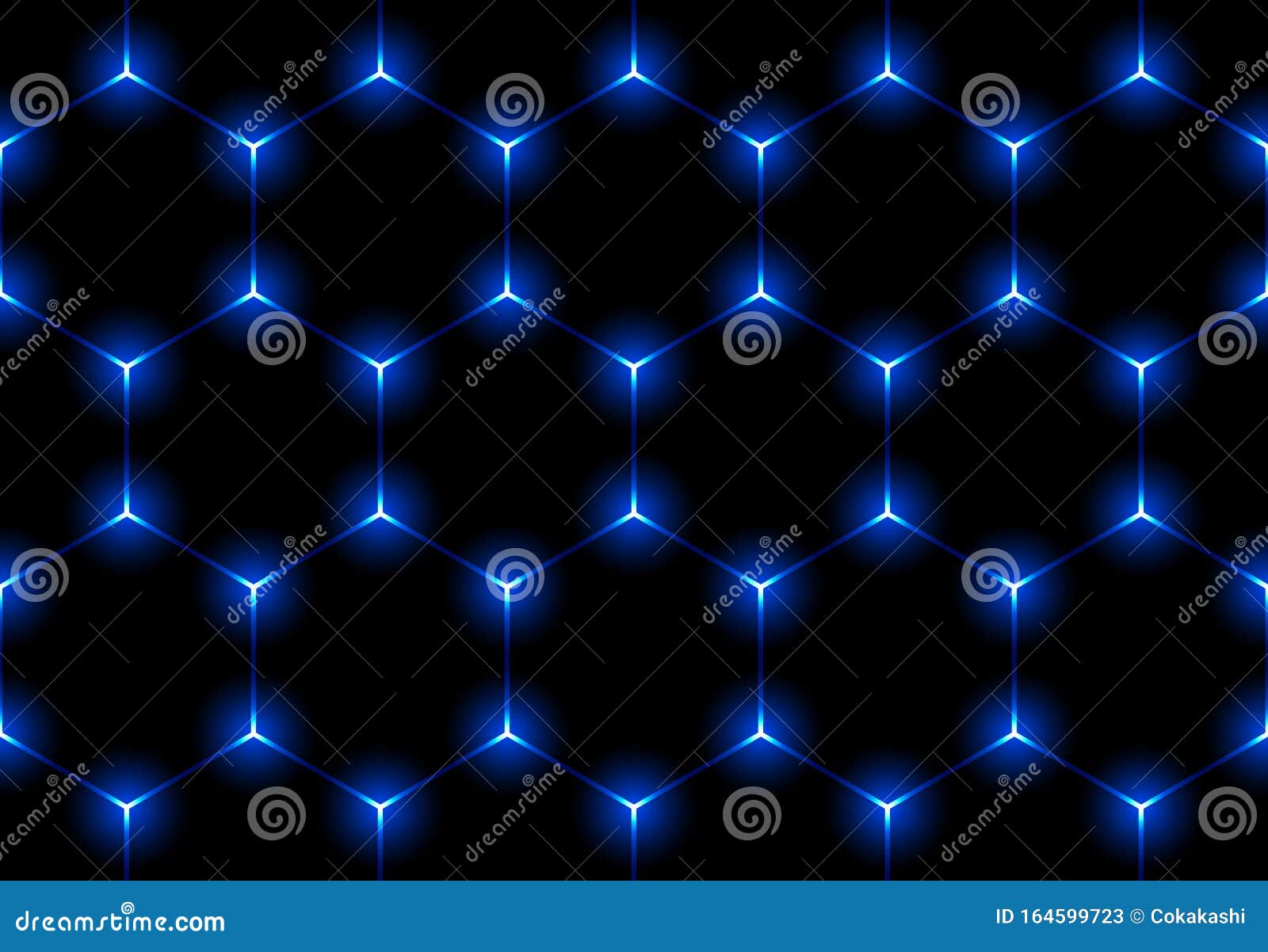 Hexagon Light Abstract Seamless Pattern on Dark Background. Stock ...