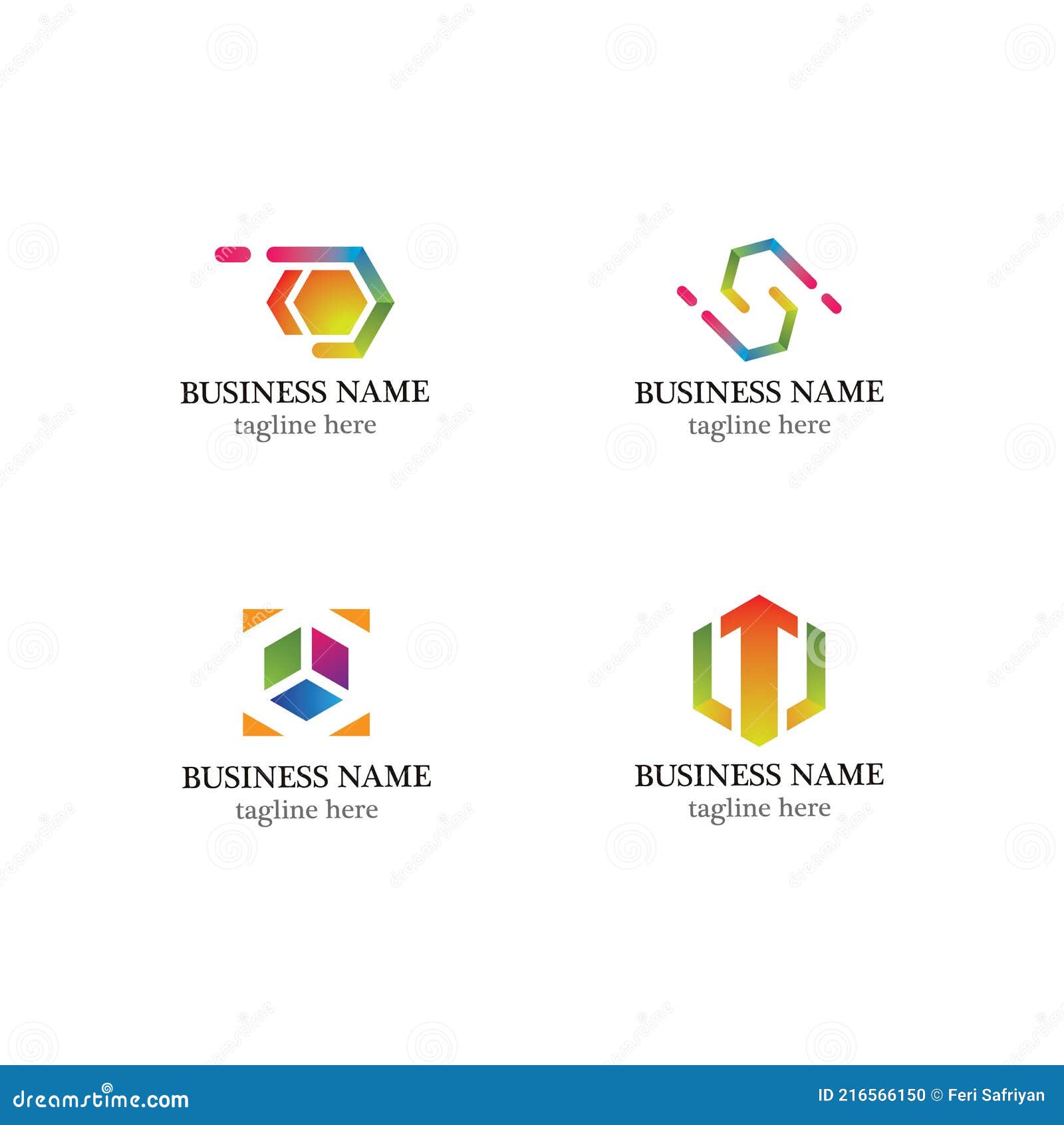 Hexagon logo icon set stock vector. Illustration of logo - 216566150