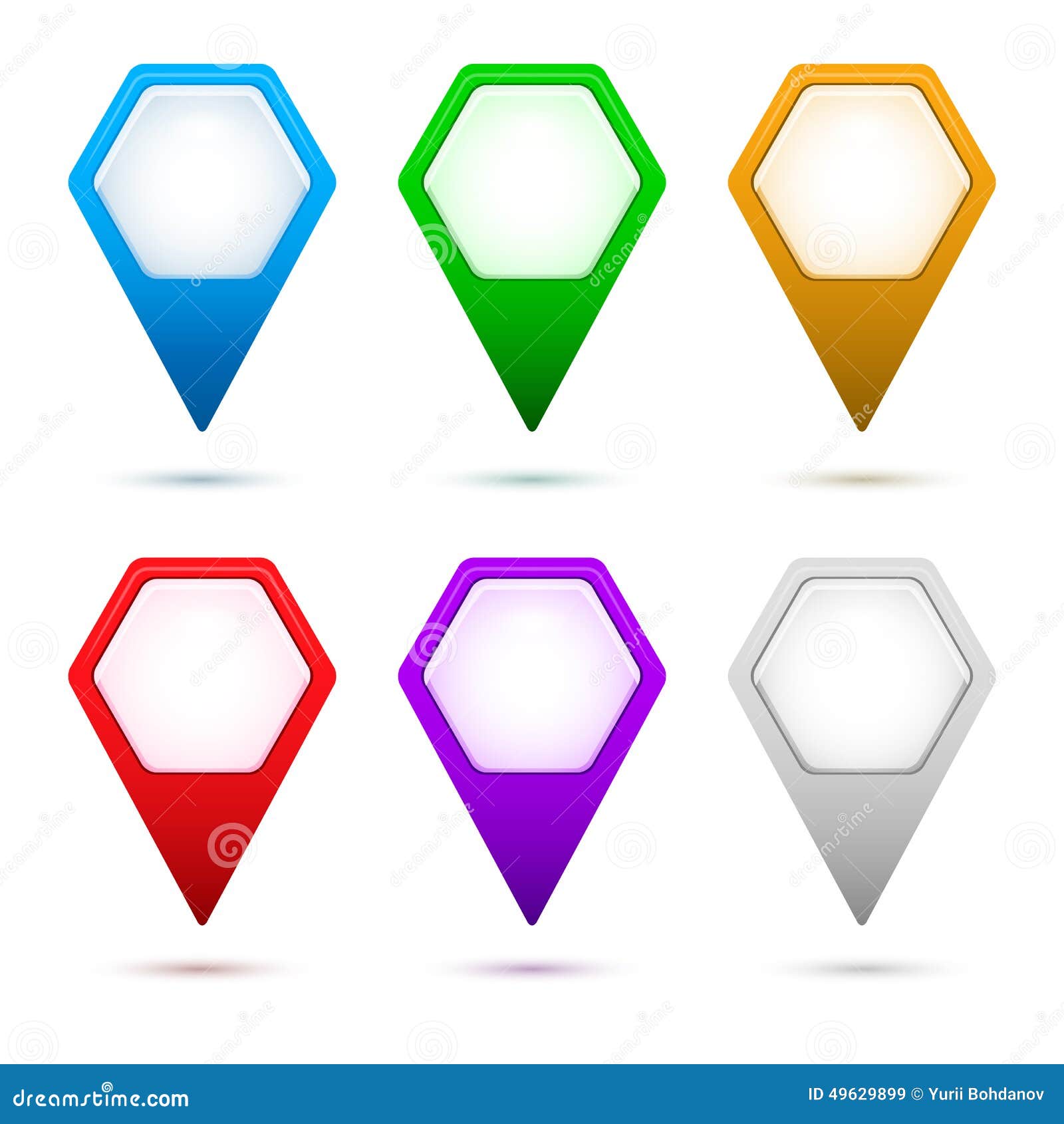 Hexagon-map-pointer-arrow-set-color Stock Vector - Illustration of icon ...