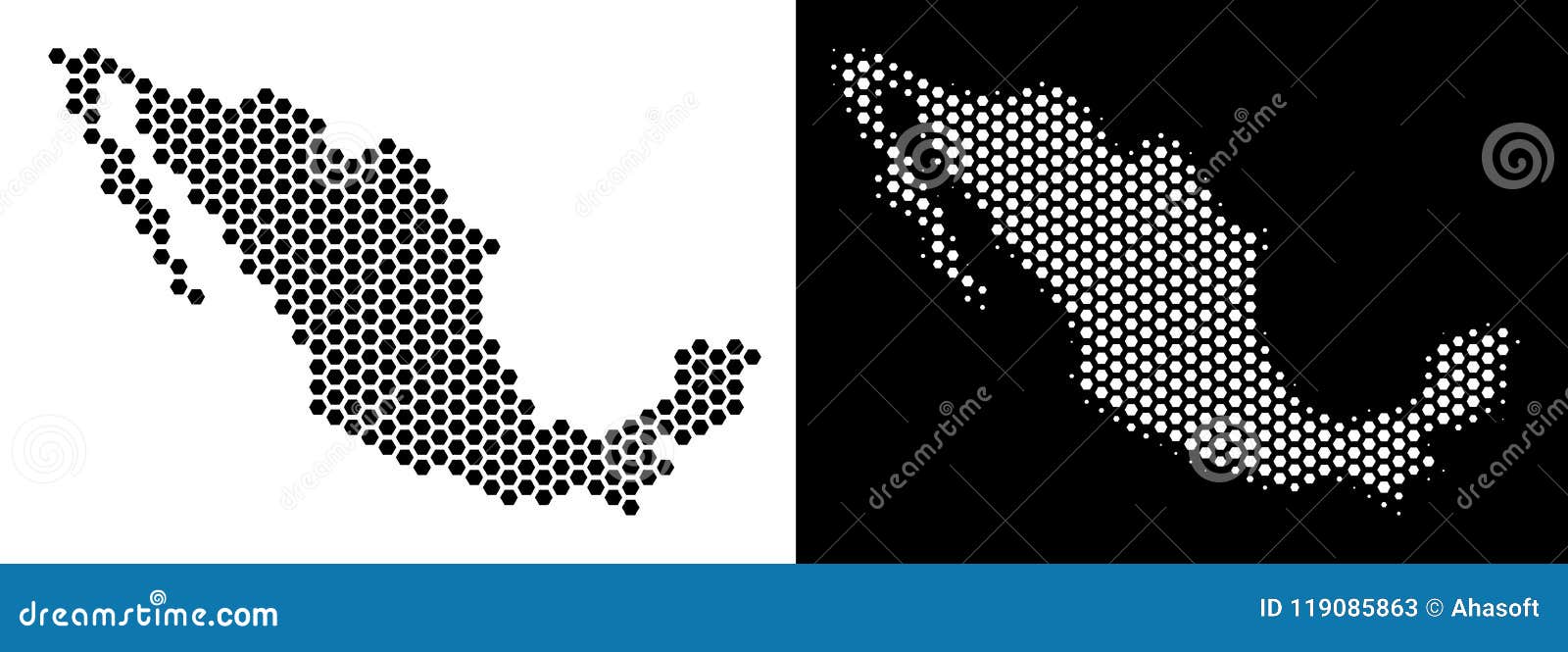 Mexico Map Hex Tile Mosaic Cartoon Vector | CartoonDealer.com #119085863