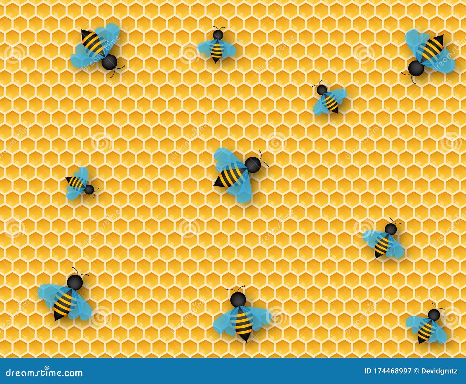 Hexagon Natural Honey Struct. Bee Honeycomb. Insects and Honey Stock ...