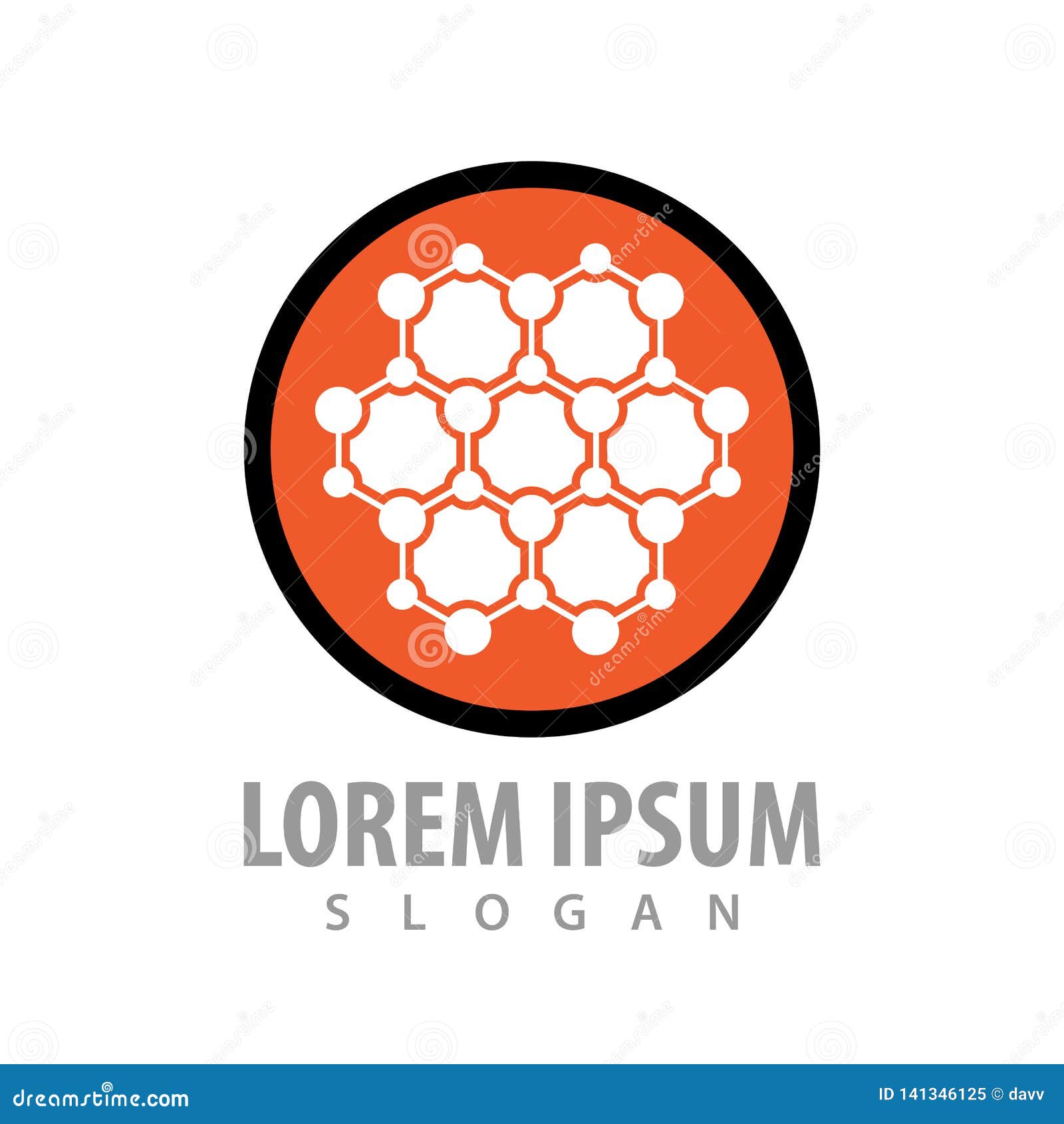 Hexagon Network in the Circle Line Logo Concept Design. Symbol Graphic ...