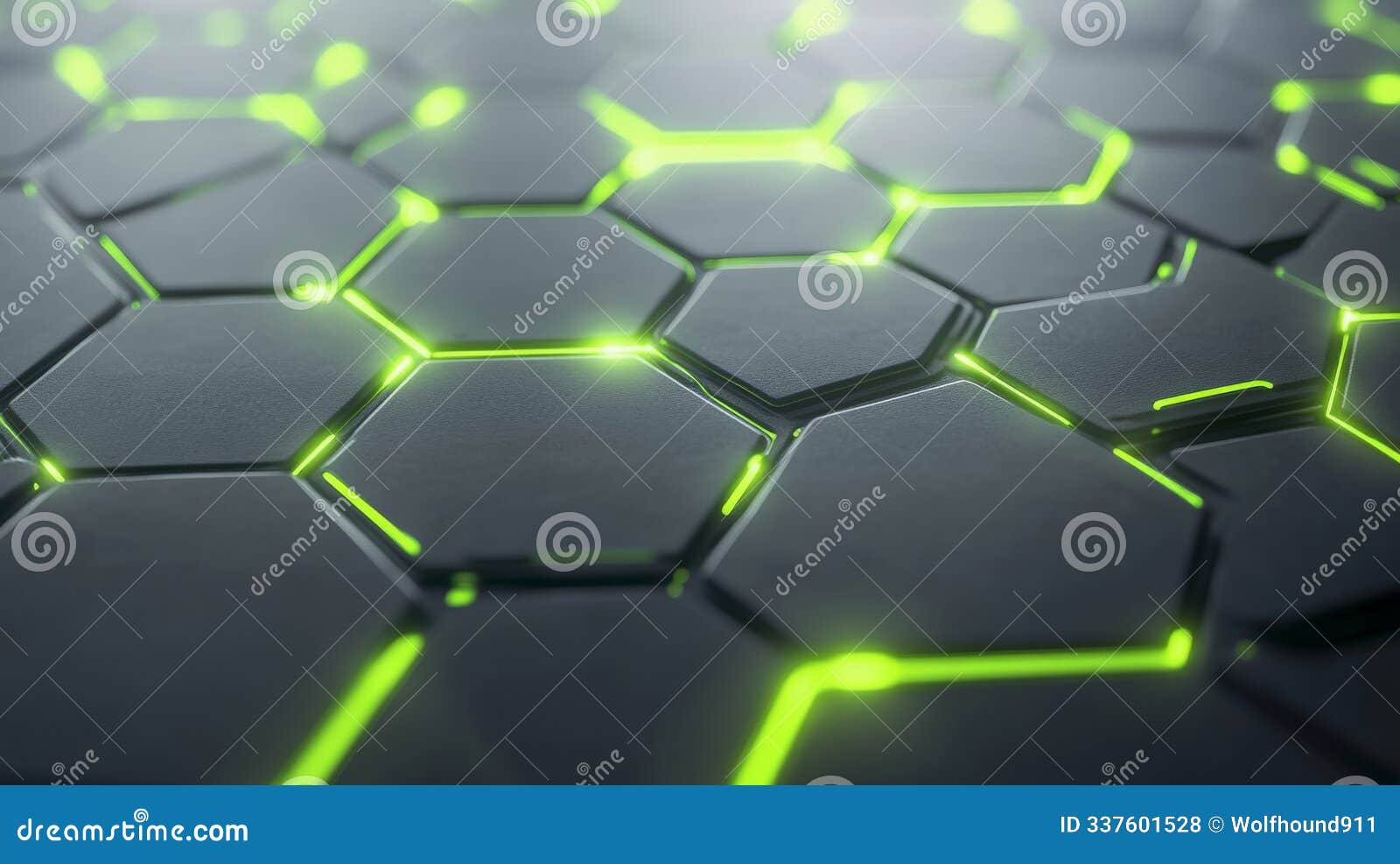 Hexagon Pattern in Light Gray with Neon Green Accents, Connected by ...