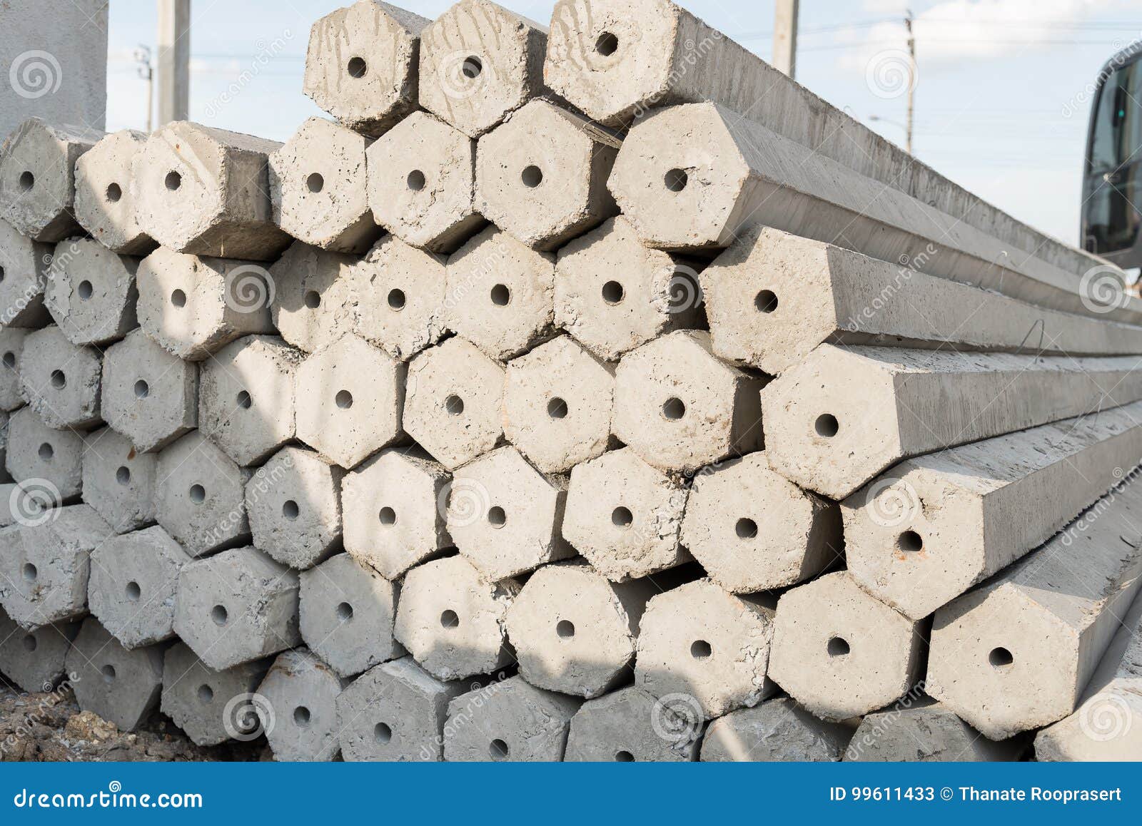 Hexagon pile stock image. Image of pattern, hole, engineering - 99611433