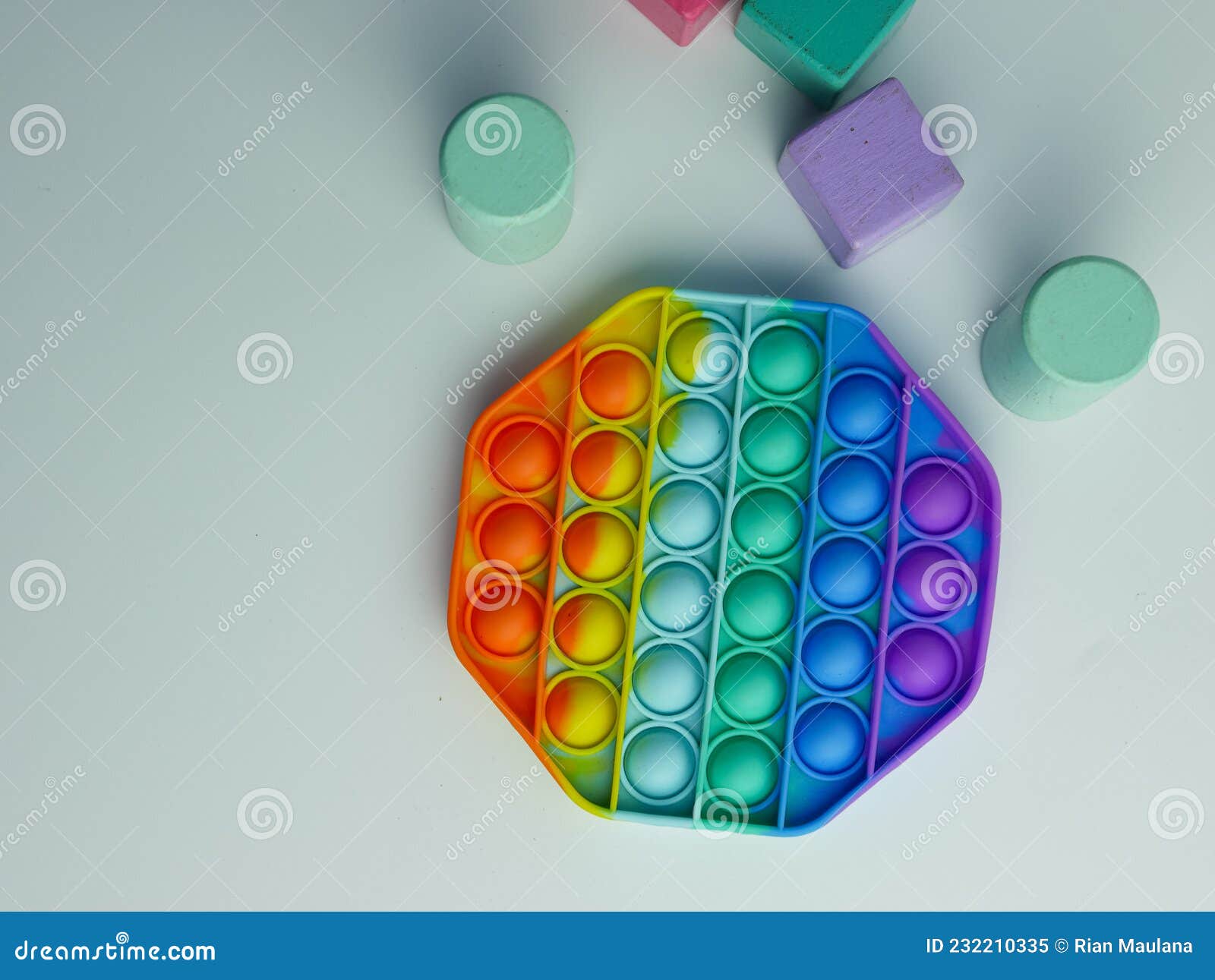 Hexagon Pop It Fidget Toy And Colorful Cube Blocks Royalty-Free Stock ...