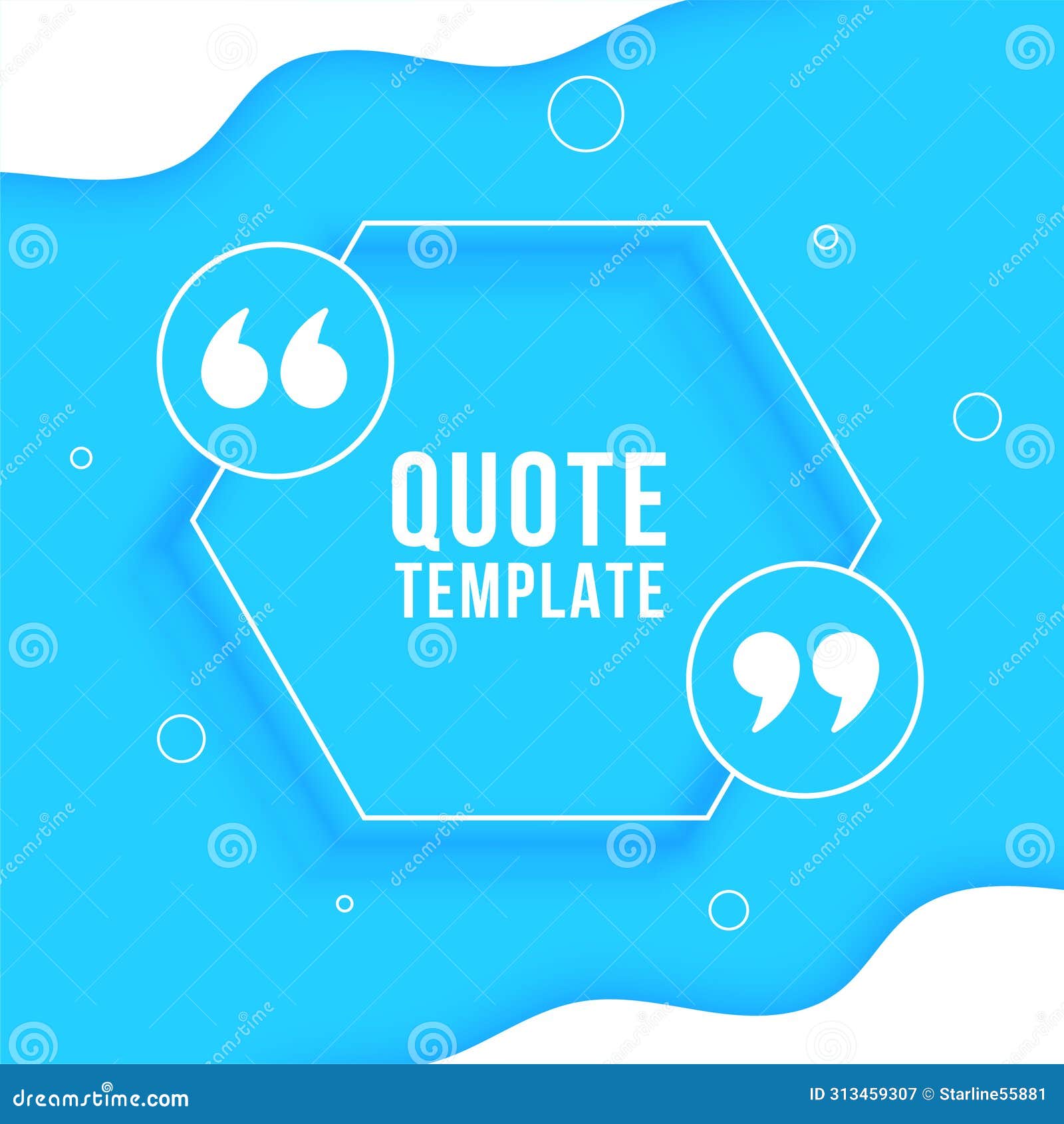 Hexagon Quote Box Template on Blue Background Stock Vector ...