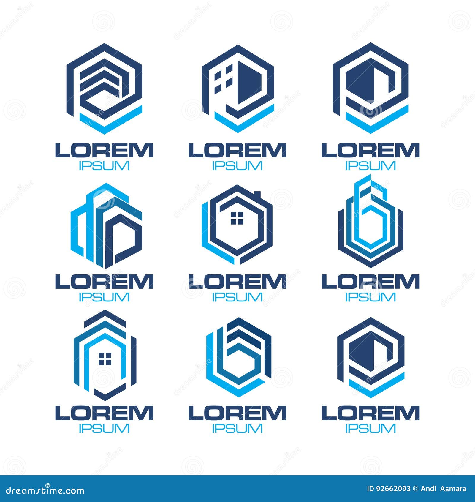 Hexagon, Real Estate, House, Home, Logo, Set Of Rainbow Colorize ...