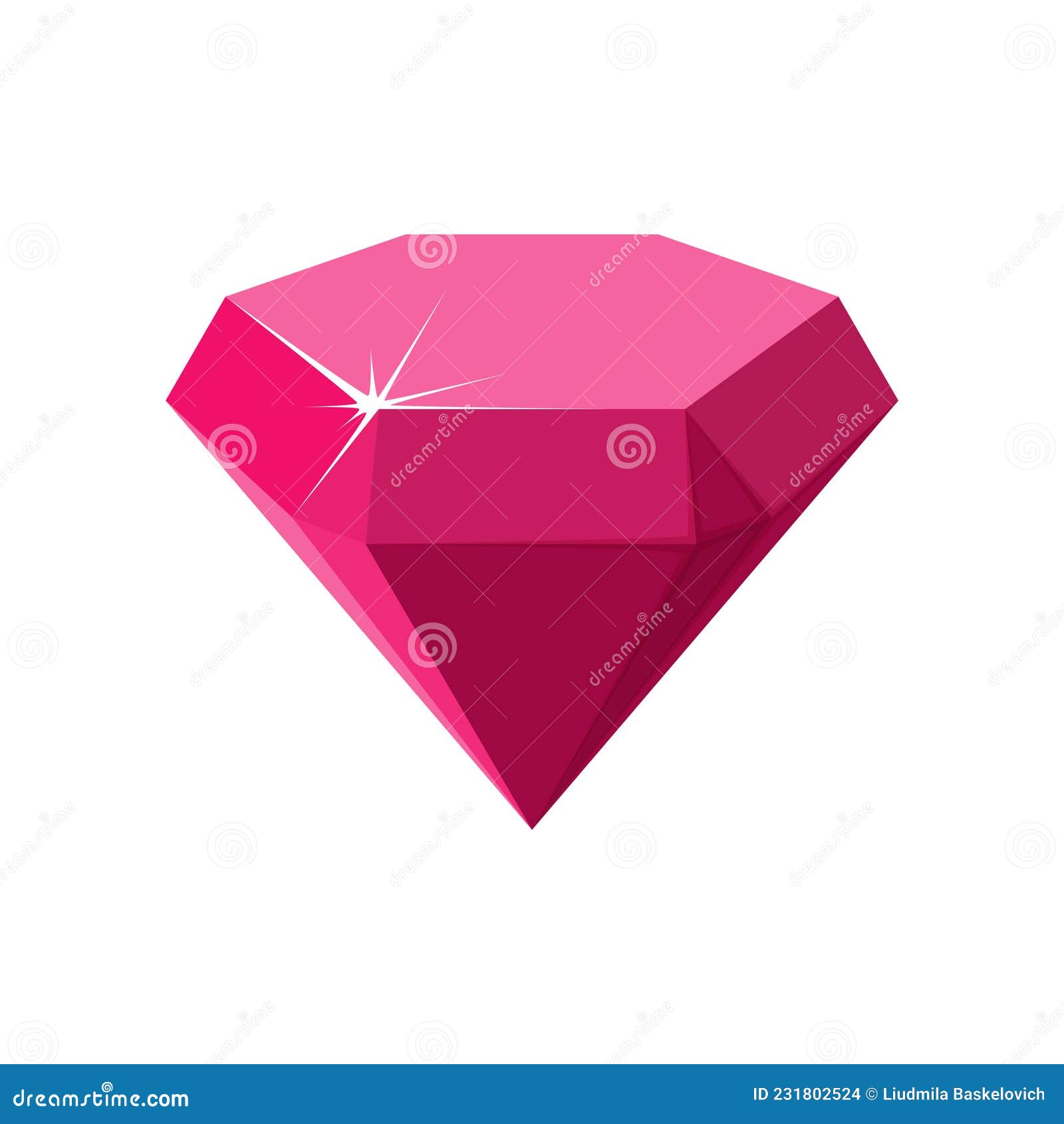Hexagon Red Gemstone. Ruby Side View. Vector Illustration Stock Vector ...