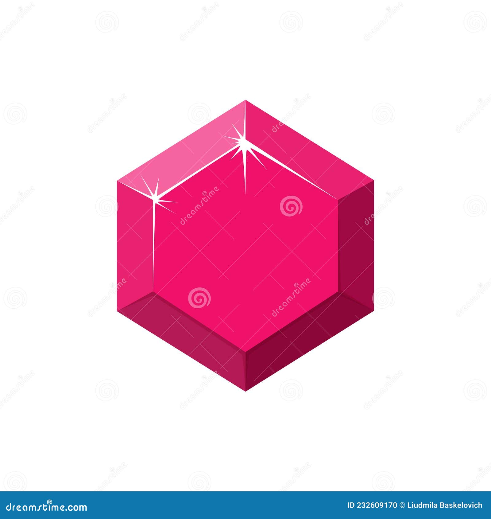 Hexagon Red Gemstone. Ruby Top View Stock Vector - Illustration of royal, pink: 232609170