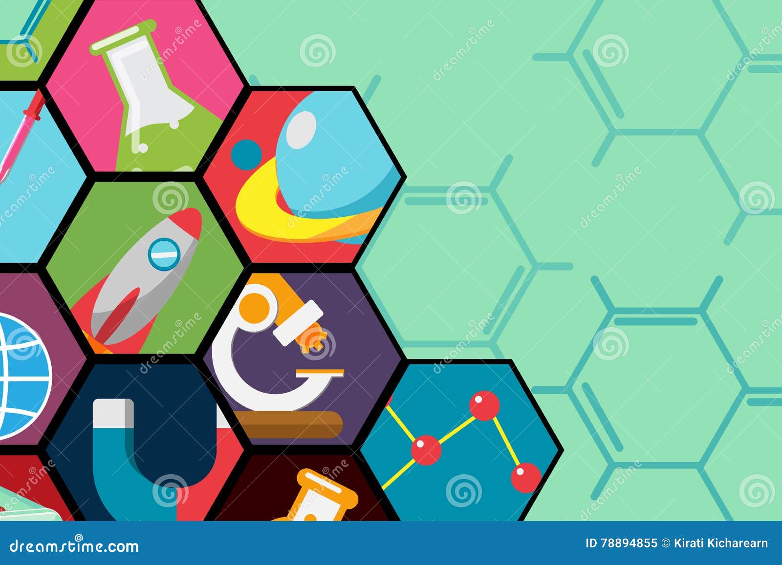 Hexagon Science Flat Icon Background Vector Stock Vector - Illustration ...