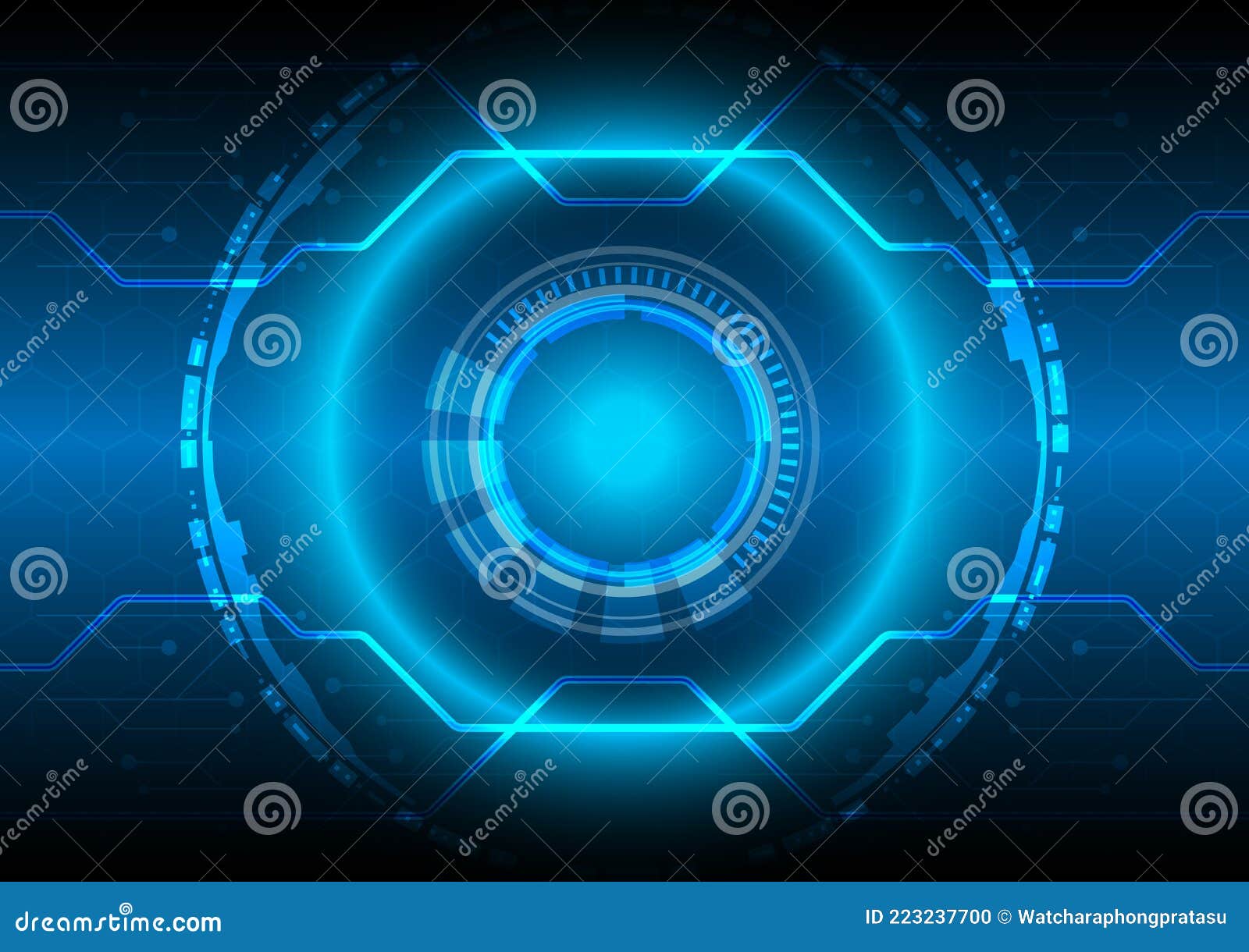Hexagon Screen. Futuristic Sci-Fi Glowing HUD Circle and Sphere ...