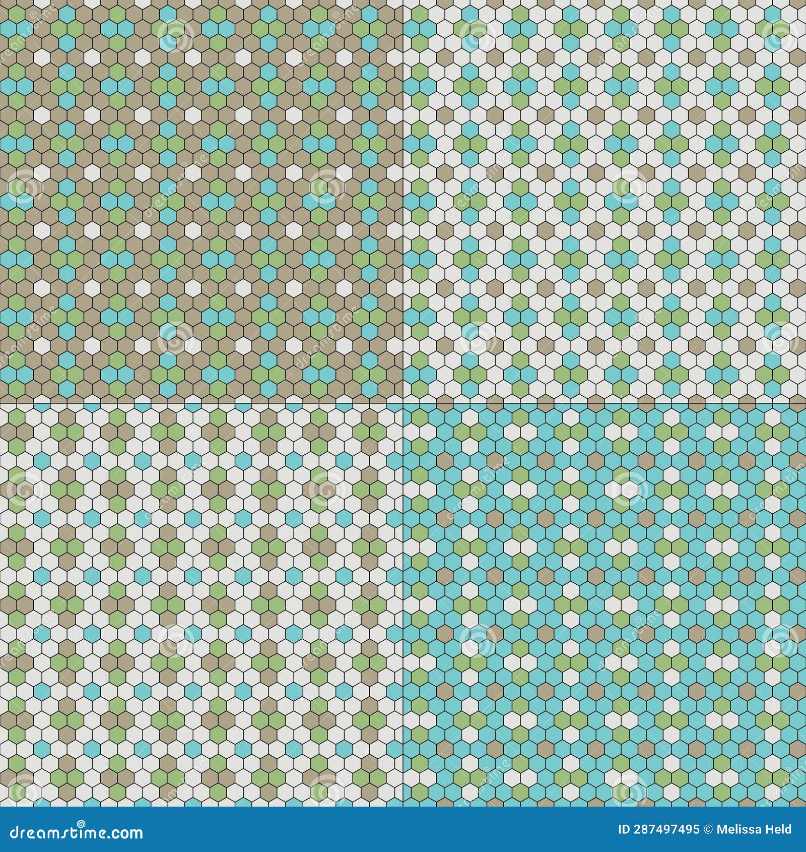 Hexagon Seamless Abstract Tile Patterns Blue Tan Green Stock Vector ...