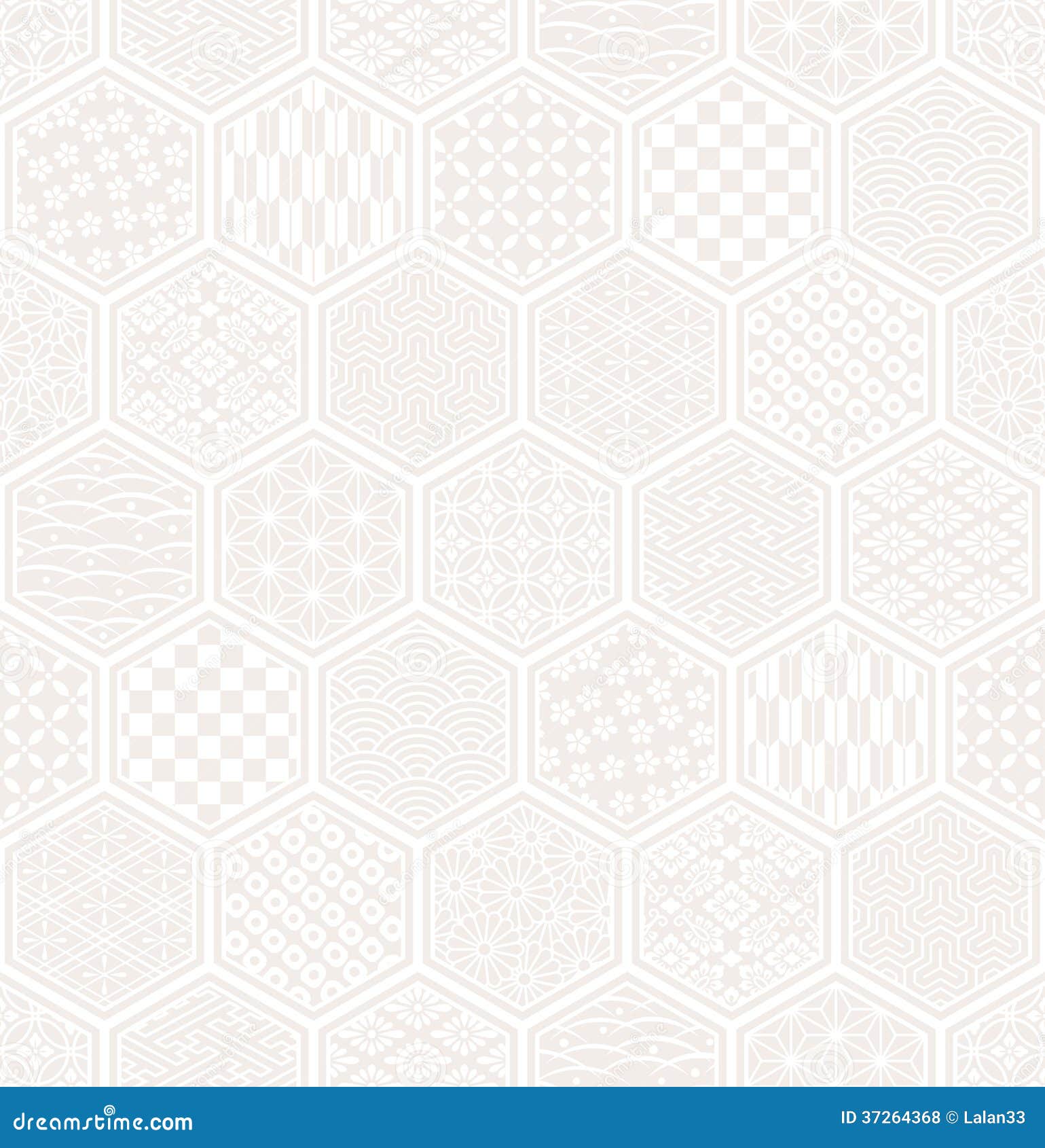 Hexagon Seamless Pattern with Japanese Traditional Design. Stock Vector ...