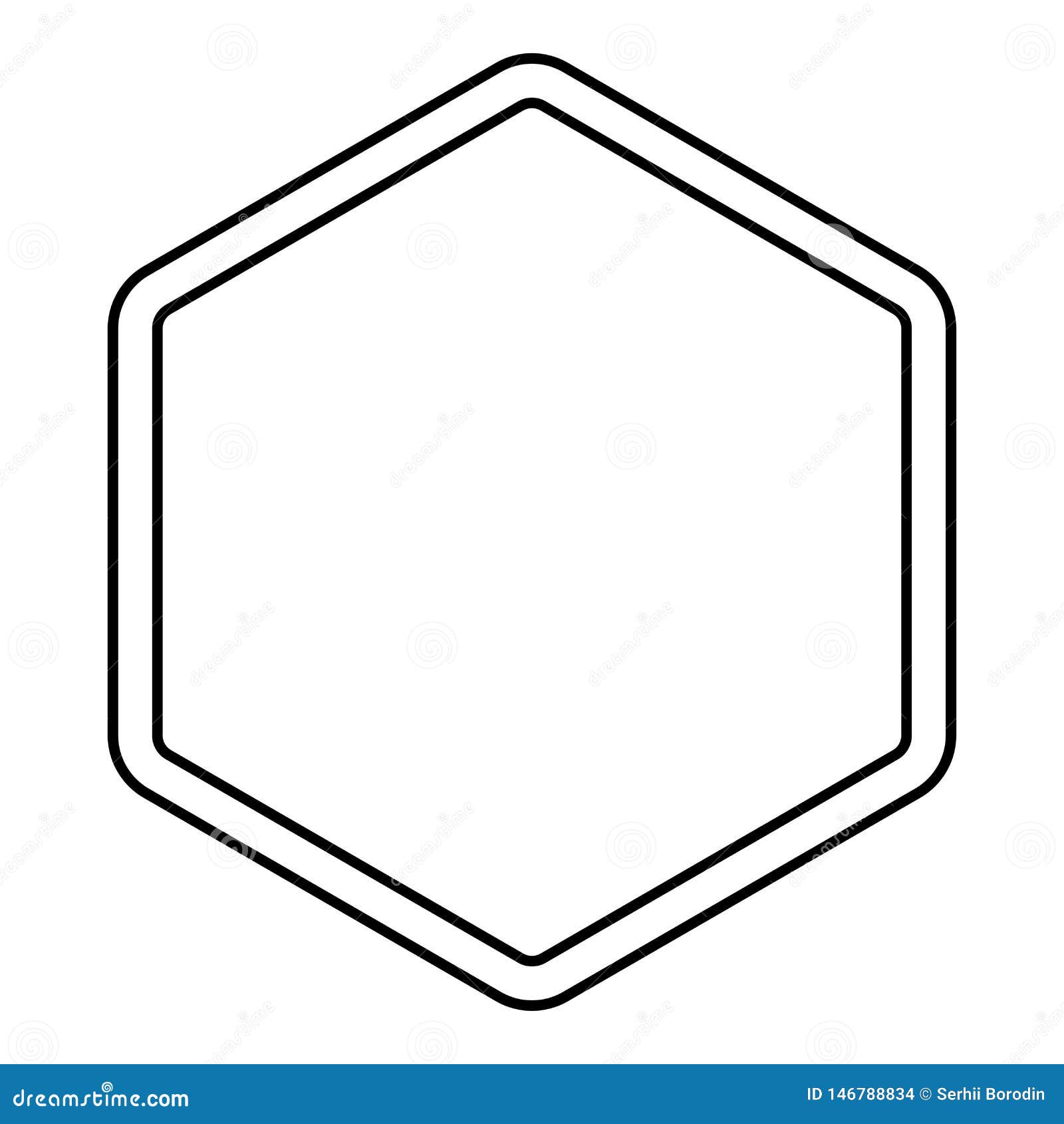 Hexagon Shape Element Icon Outline Black Color Vector Illustration Flat ...