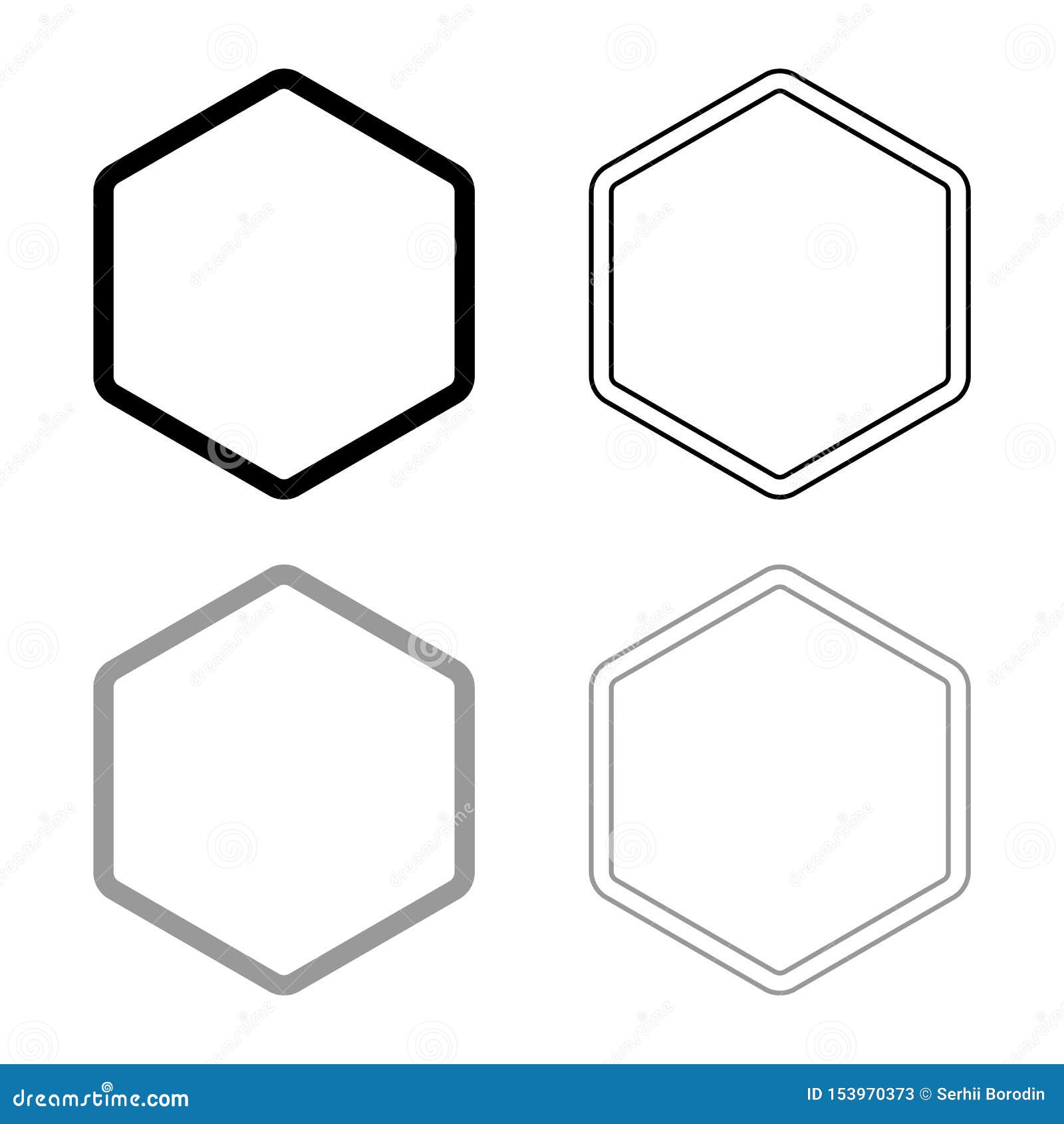 Hexagon Shape Element Icon Outline Set Black Grey Color Vector ...