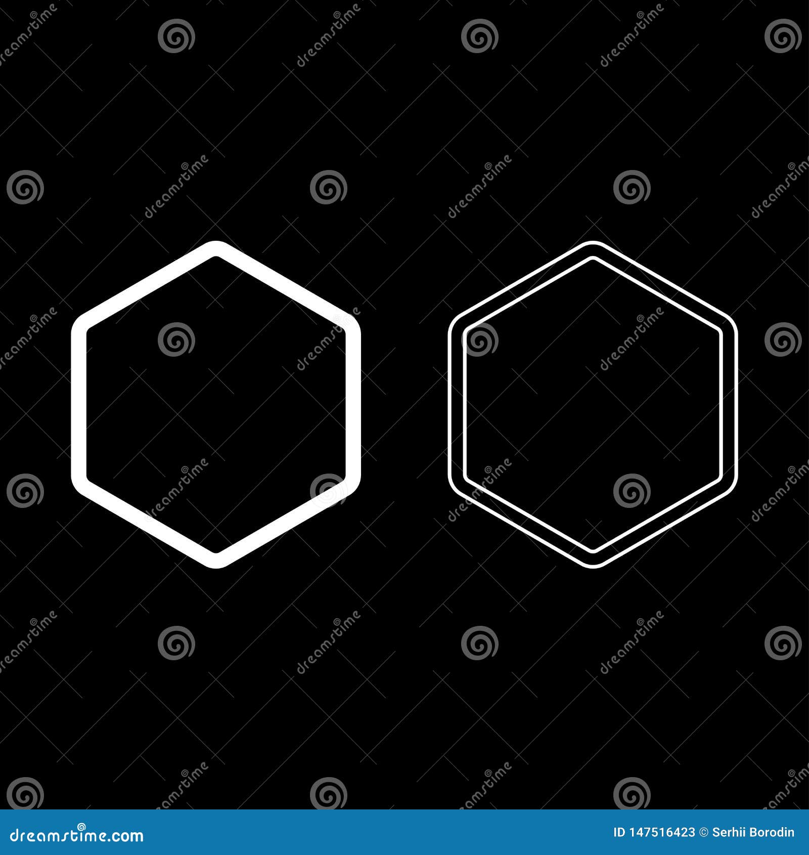 Hexagon Shape Element Icon Outline Set White Color Vector Illustration ...