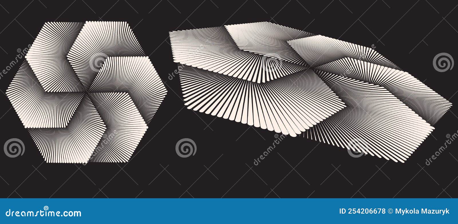 Hexagon Shape with Linear Dynamic Elements. Normal and View with ...