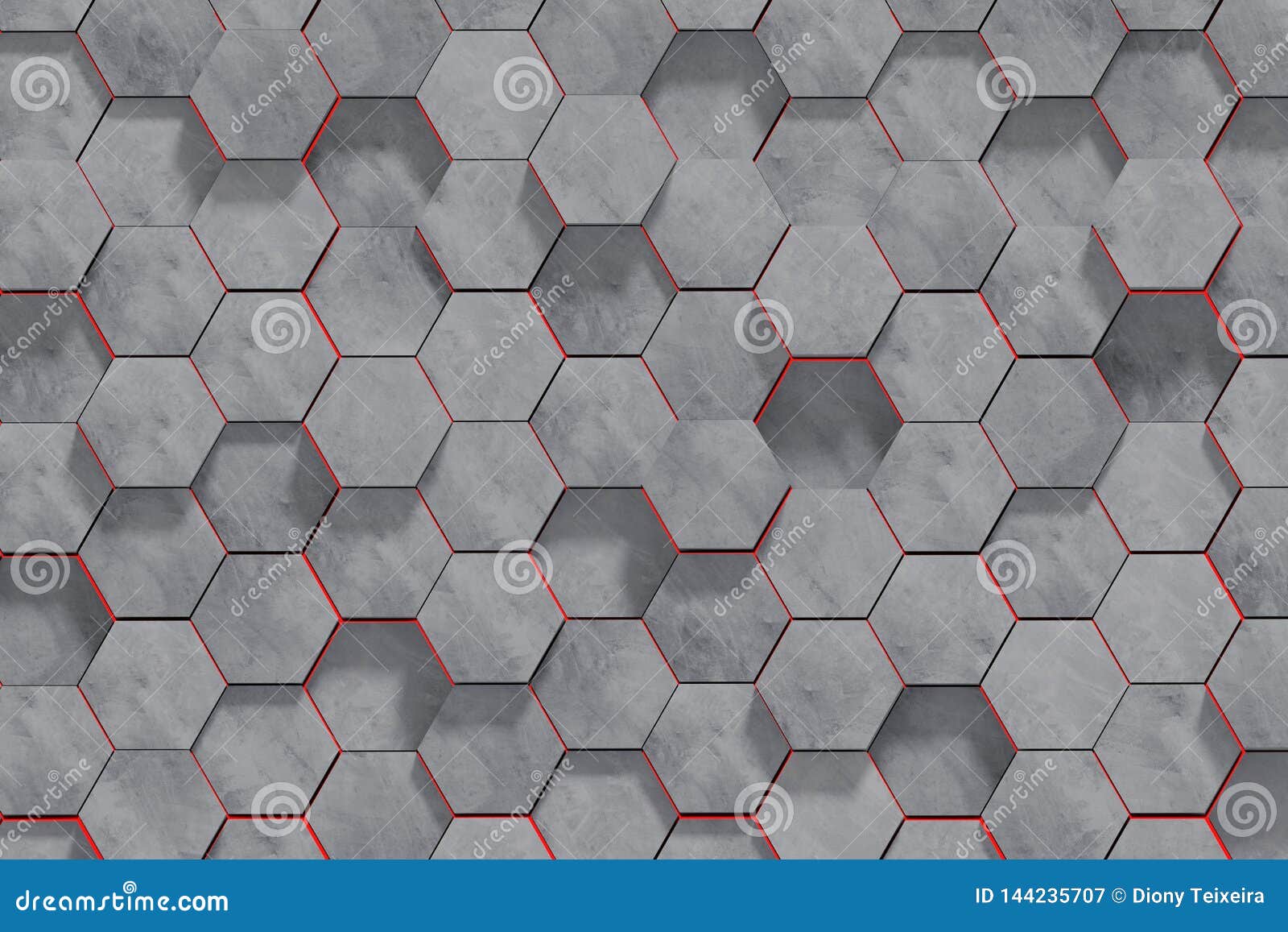 Hexagon Shaped Concrete Blocks Wall Background. Perspective View Stock ...