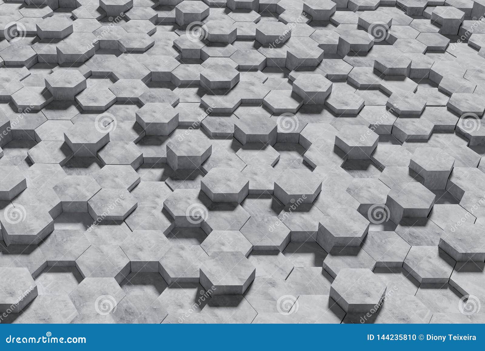 Hexagon Shaped Concrete Blocks Wall Background. Perspective View Stock ...