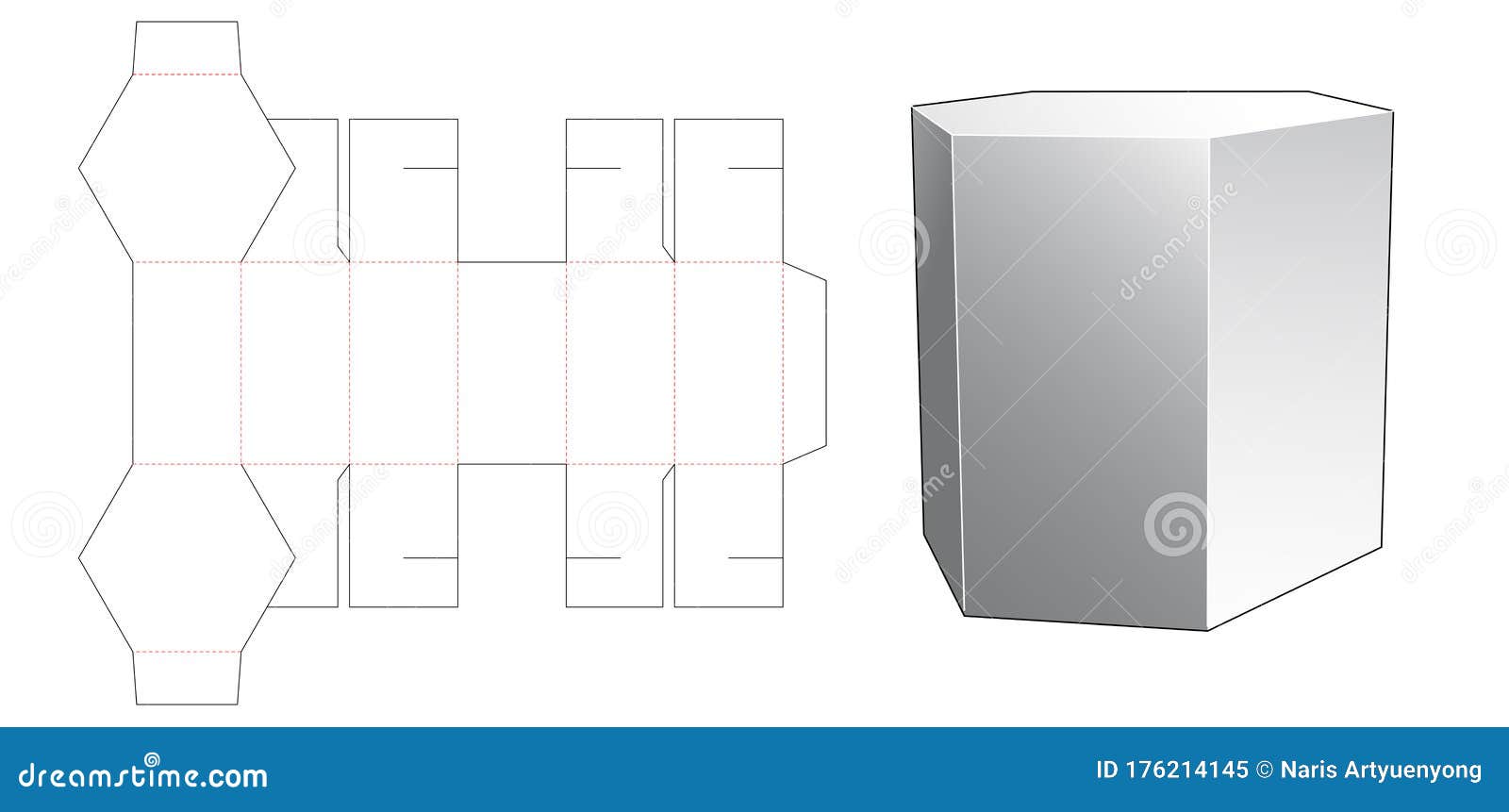 Hexagon Shaped Snack Packaging Box Die Cut Template Stock Vector ...