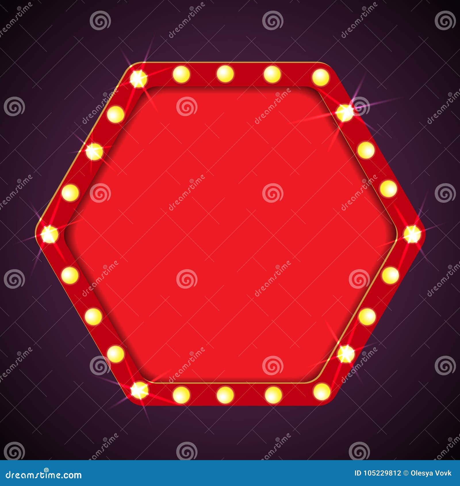 Hexagon Shining Retro Light Billboard. Stock Vector - Illustration of ...