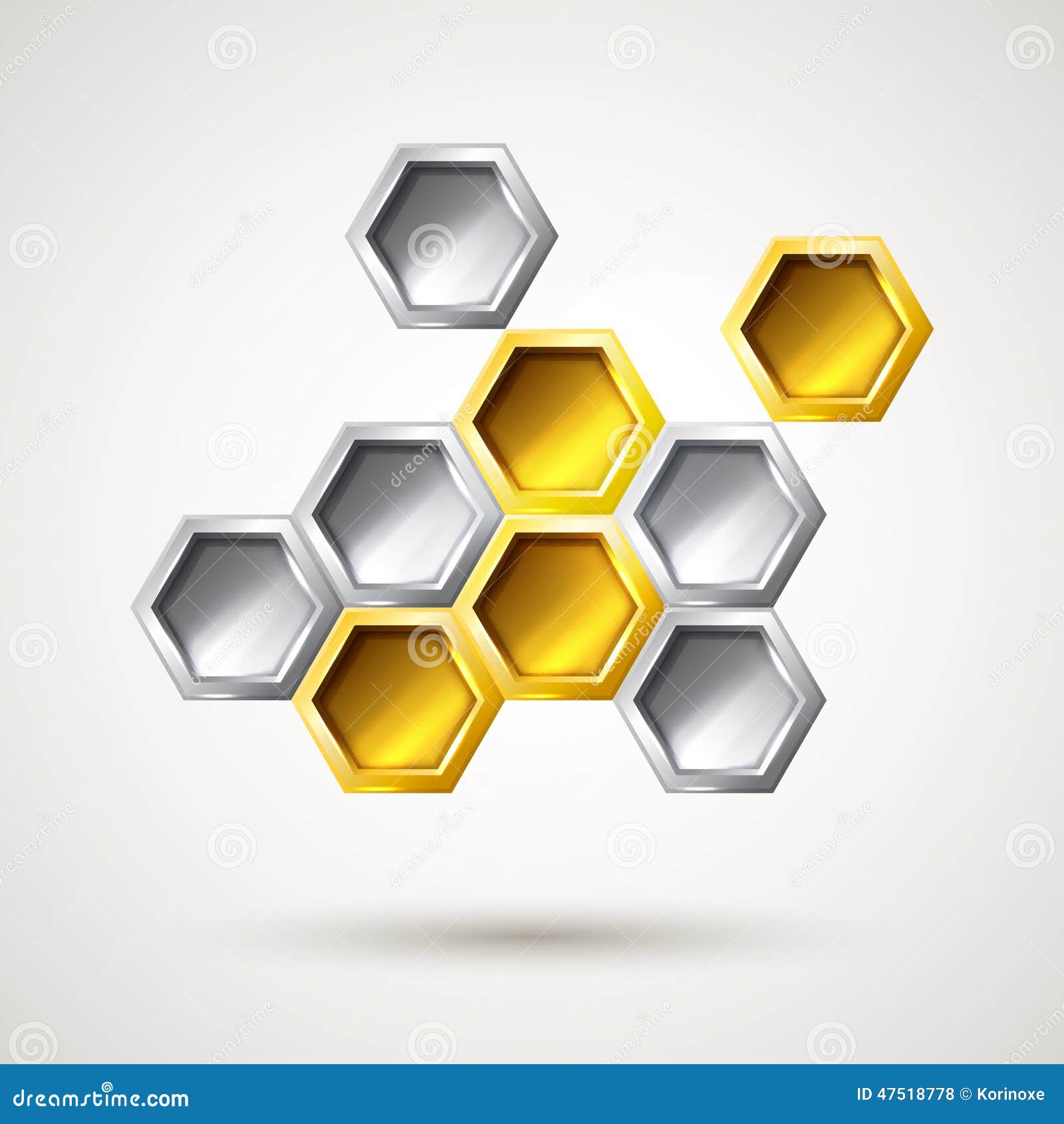 Hexagon Silver and Gold Abstract Form Stock Vector - Illustration of ...
