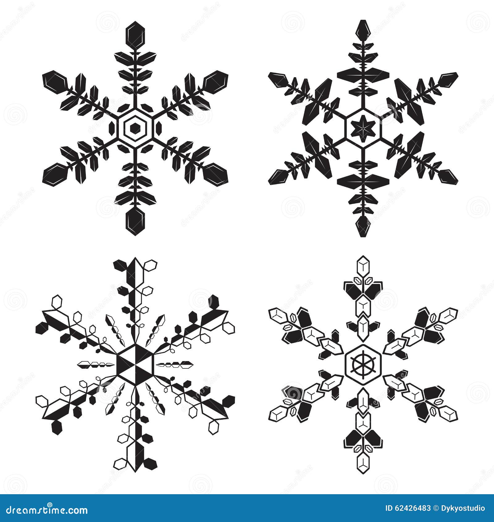 Hexagon Snowflake Vector for Christmas and New Year Decoration Stock ...