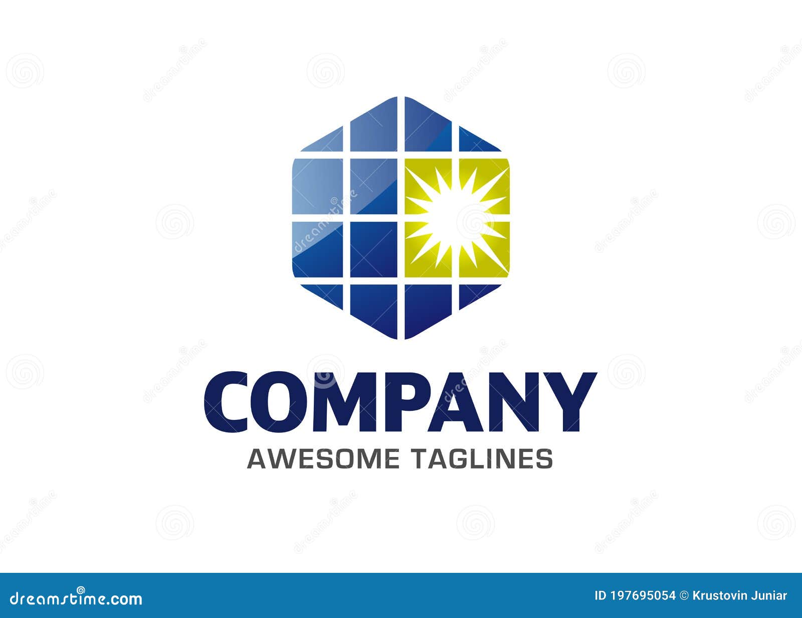 Hexagon solar energy logo stock vector. Illustration of mark - 197695054