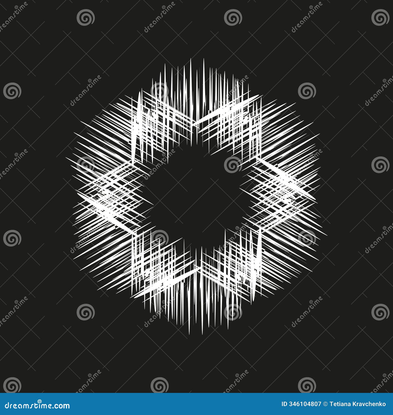 Hexagon Star. Line Pattern. Black Background. Vector Illustration Stock ...