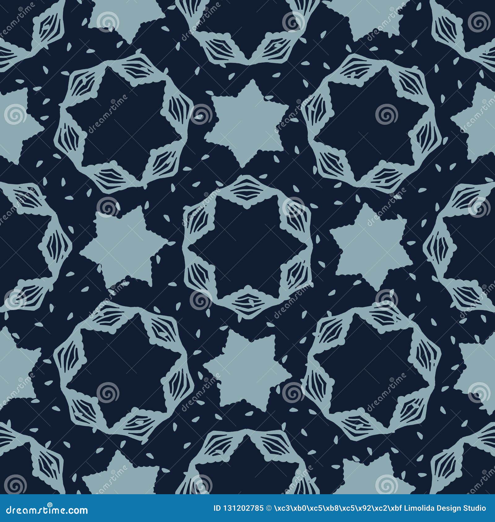 Hexagon Stars Texture Seamless Vector Pattern. Drawn Starry Ornament ...
