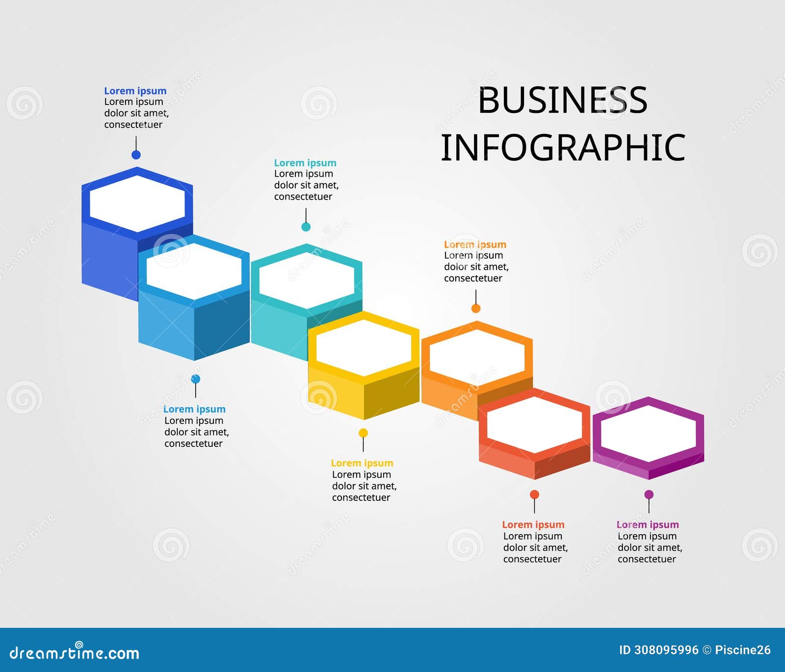Hexagon Step Level Template for Infographic for Presentation for 7 ...