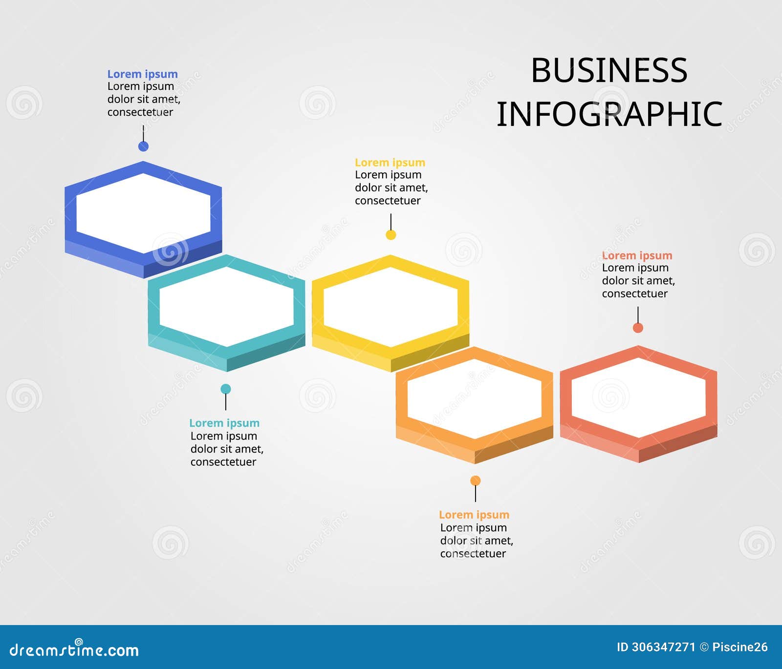 Hexagon Step Template for Infographic for Presentation for 5 Element ...