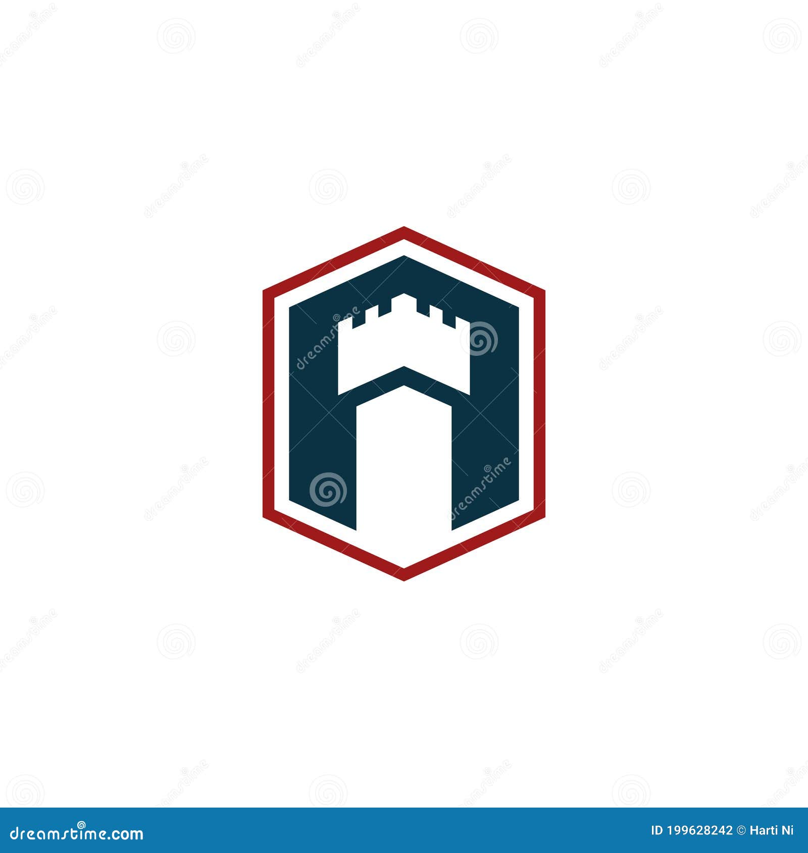 Hexagon Stone Fort Castle Tower Royal Architecture Logo Stock Vector ...