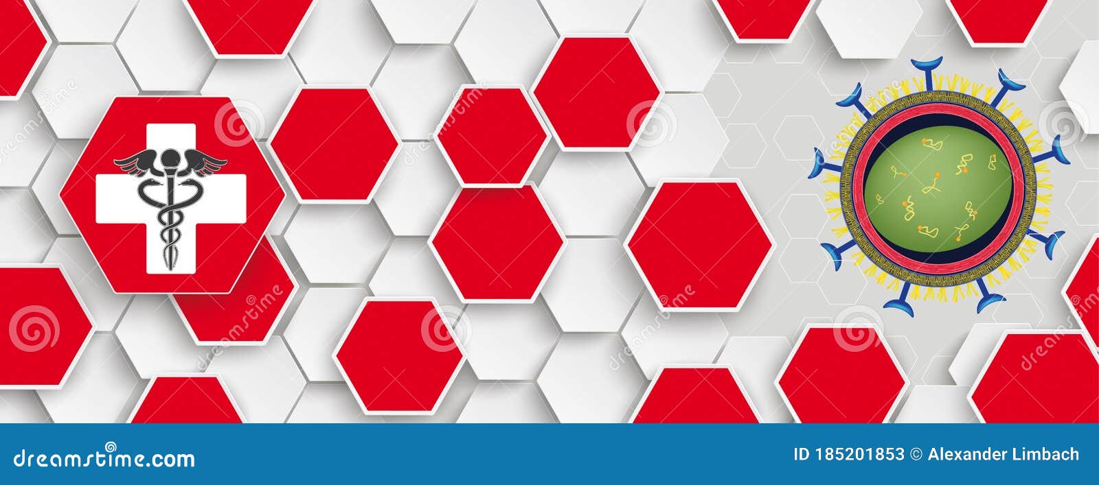 Hexagon Structure Corona Virus Aesculapian Staff Header Stock Vector ...