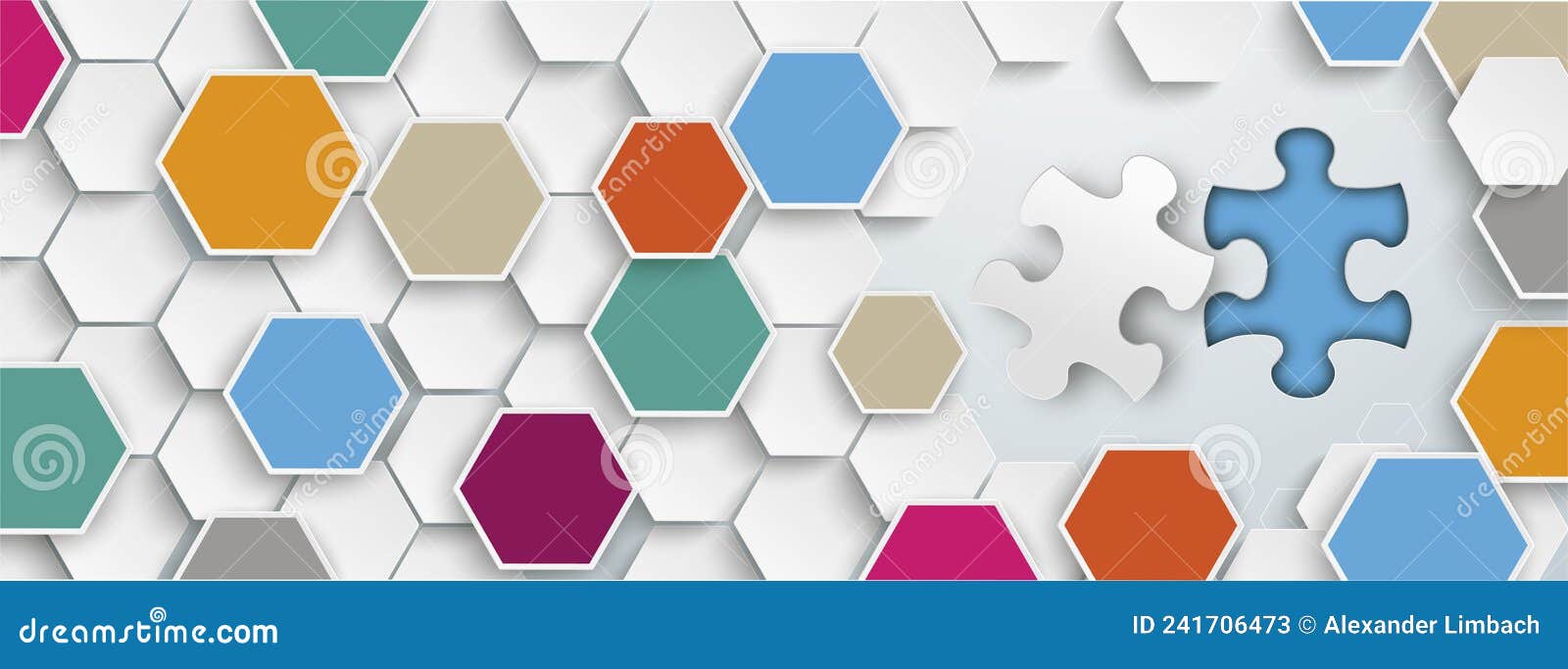 Hexagon Structure Paper Puzzle Hole Gray Header Stock Vector ...