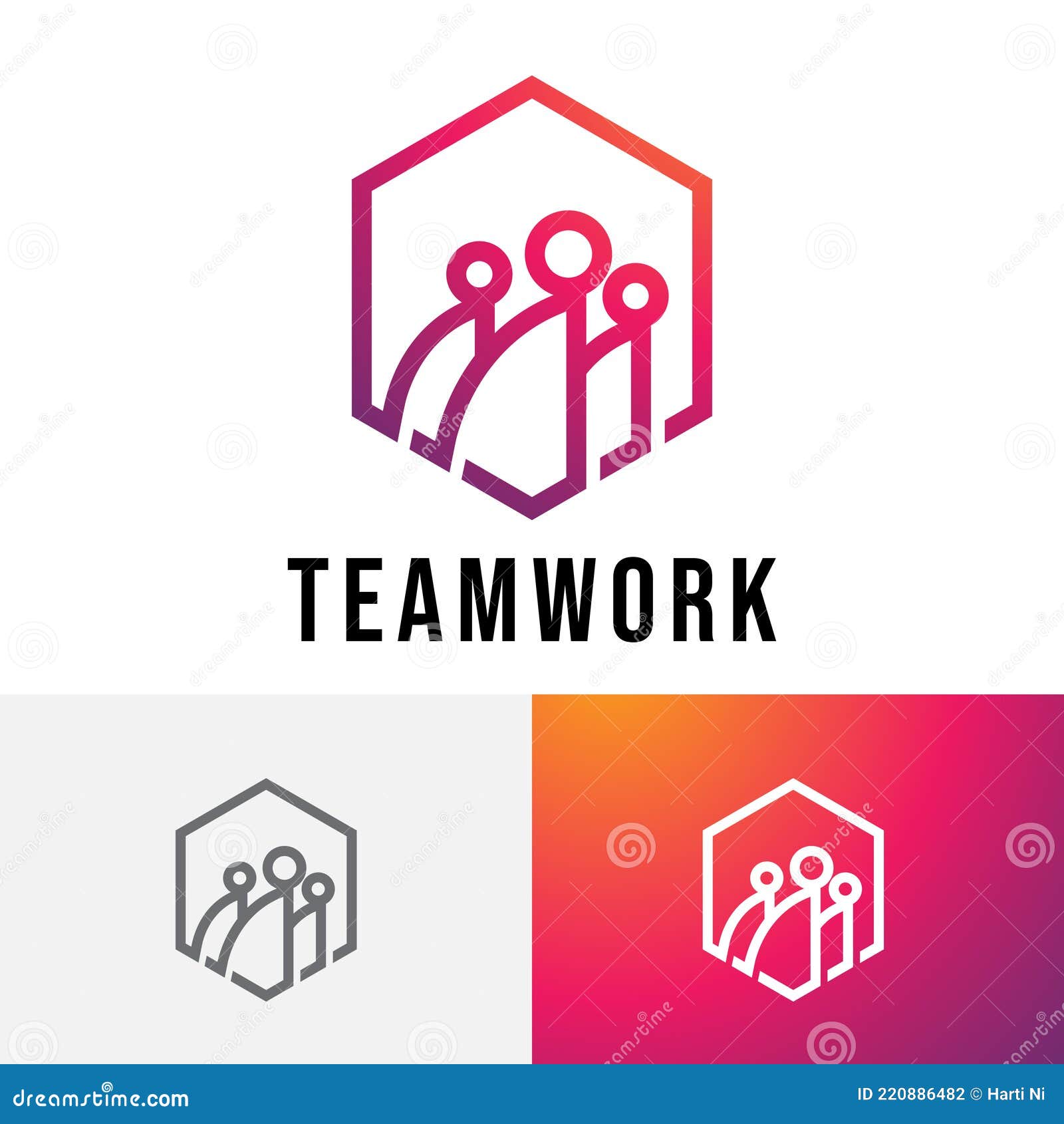 Hexagon Team Work Teamwork Leader Office Group Logo Stock Vector ...