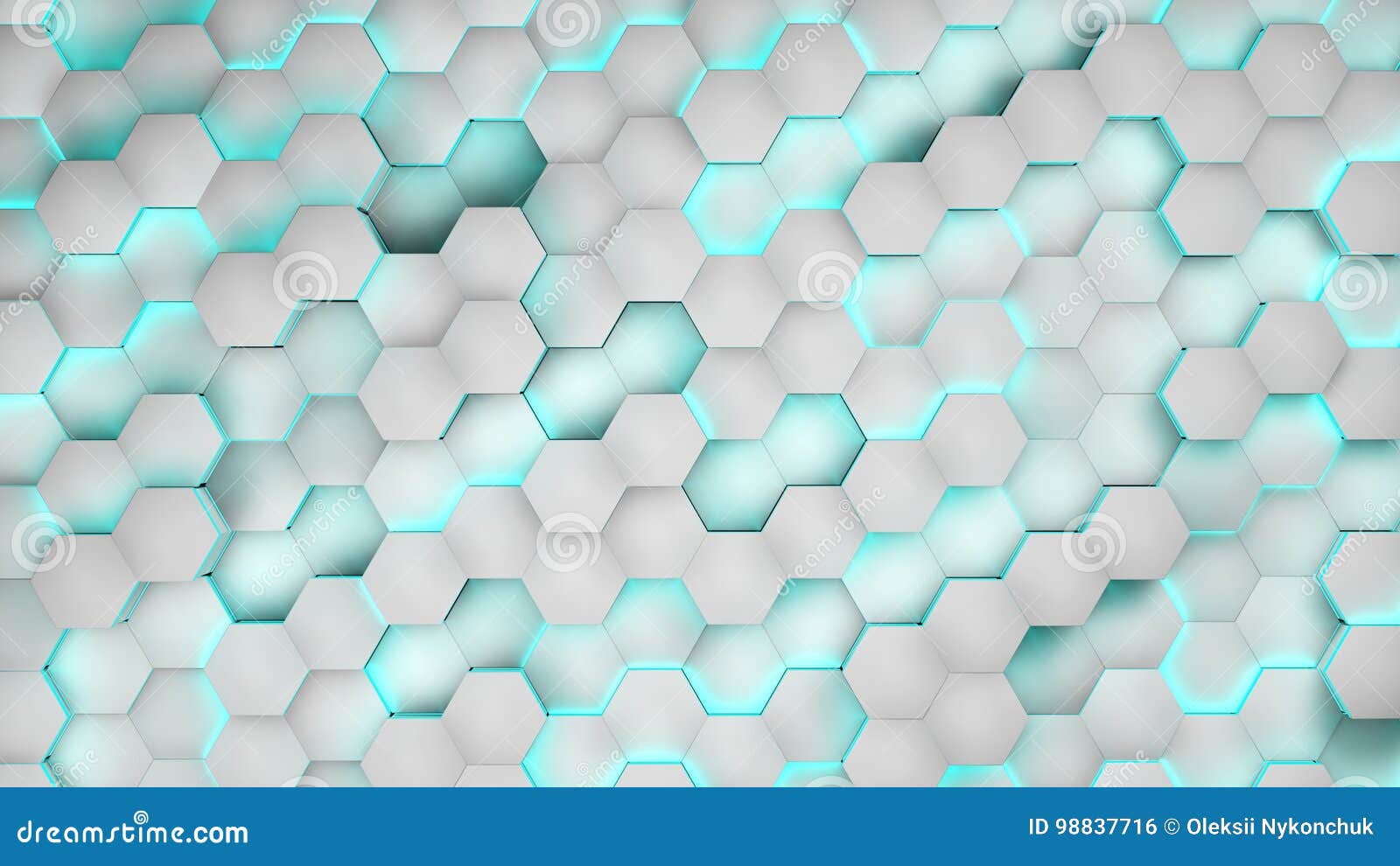 Hexagon Textures with White Light. 3D Render Stock Illustration ...