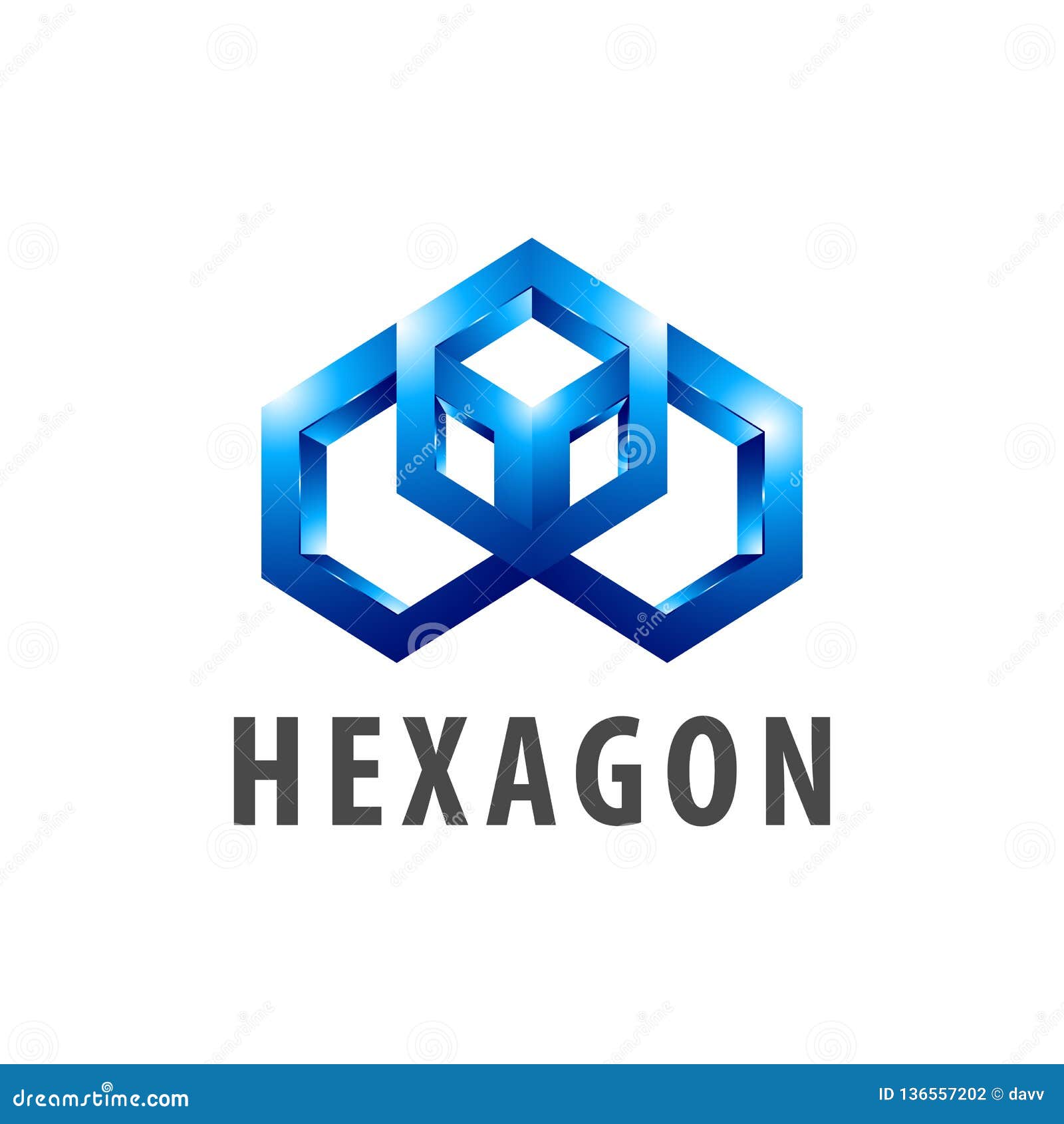 Hexagon Three Dimensional Style Logo Concept Design. Symbol Graphic ...